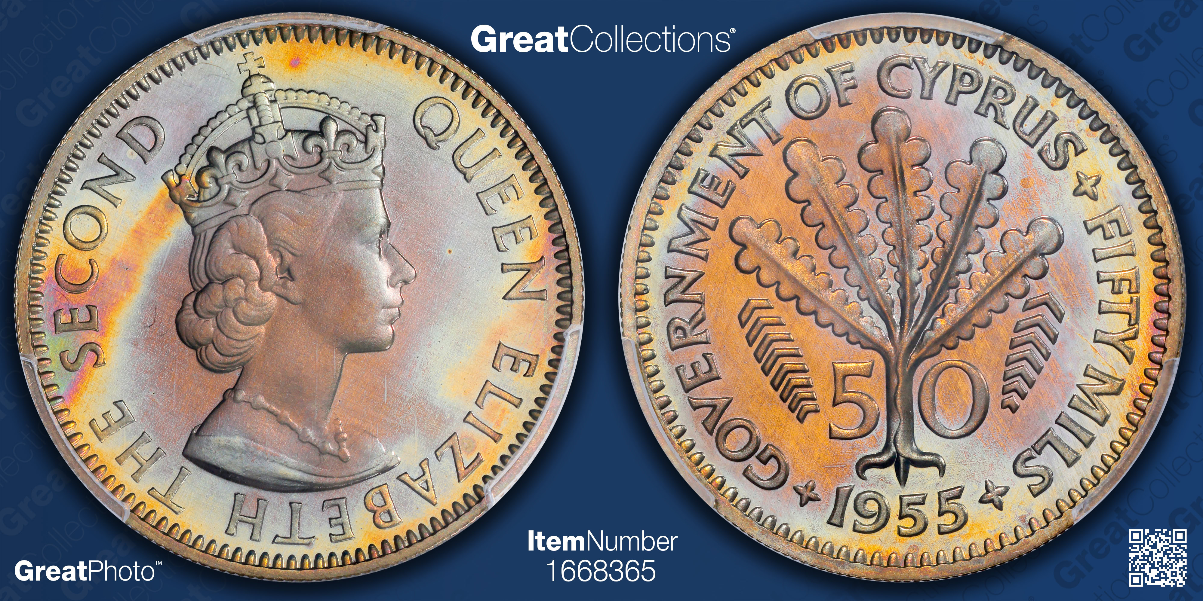 Cyprus 1955 50 Mils KM-36 PCGS Proof-66 CAMEO (Toned) (Item 1668365 ...