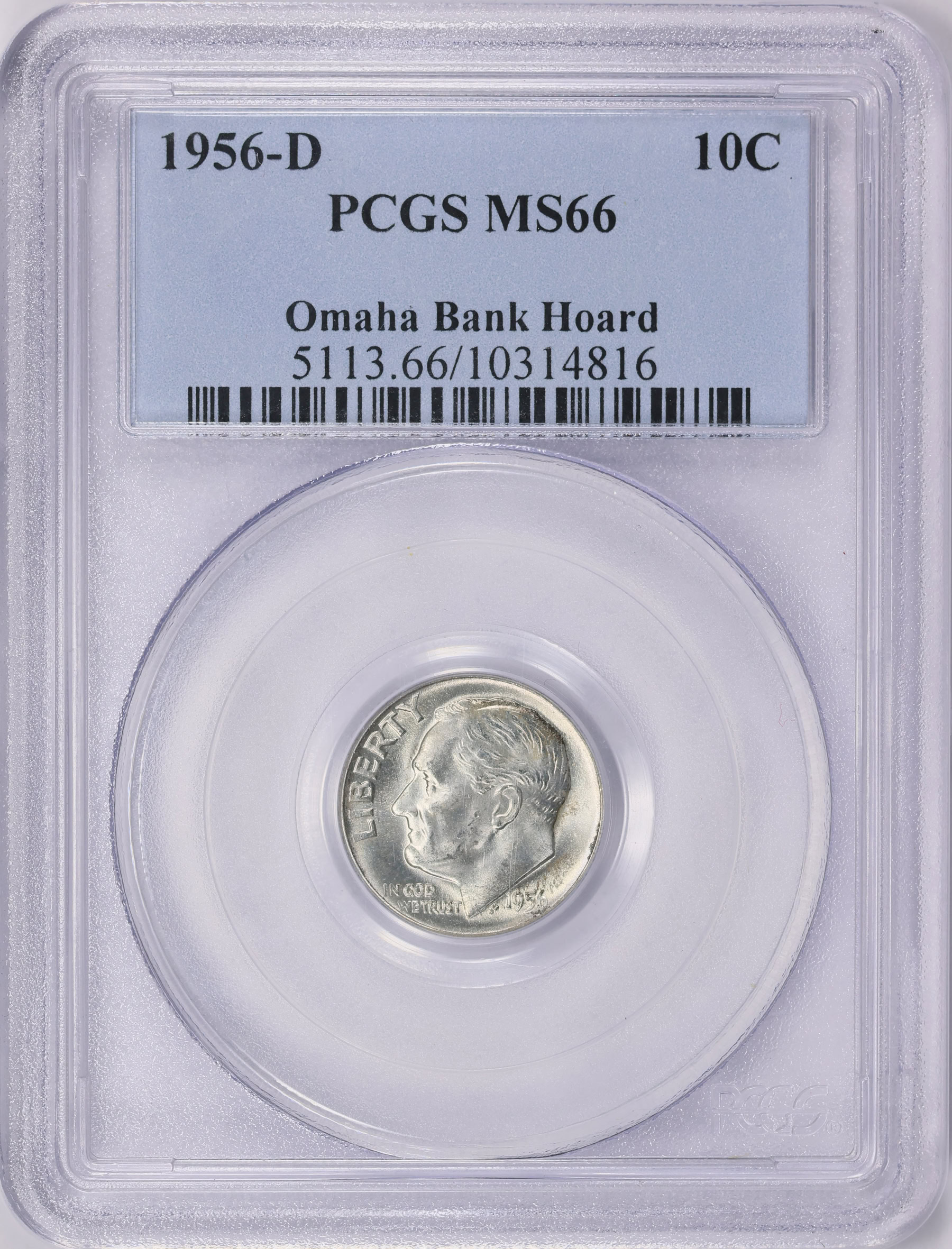 1956-D Roosevelt Dime PCGS MS-66 (Omaha Bank Hoard) (Item 1668436 ...