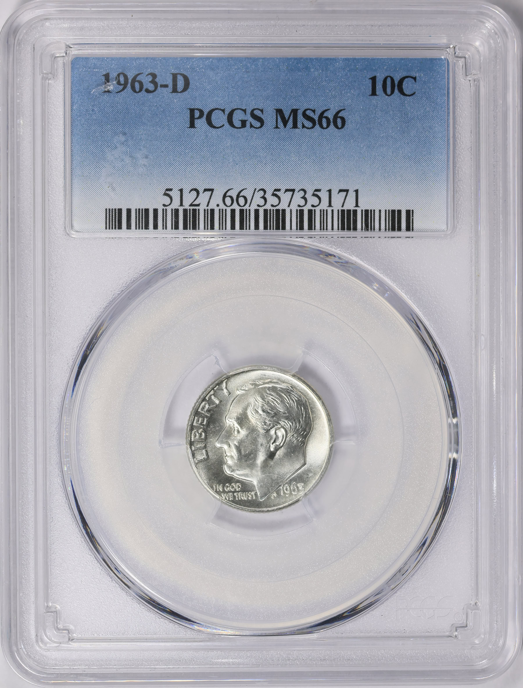 1963-D Roosevelt Dime PCGS MS-66 (Item 1668453) | GreatCollections Coin ...