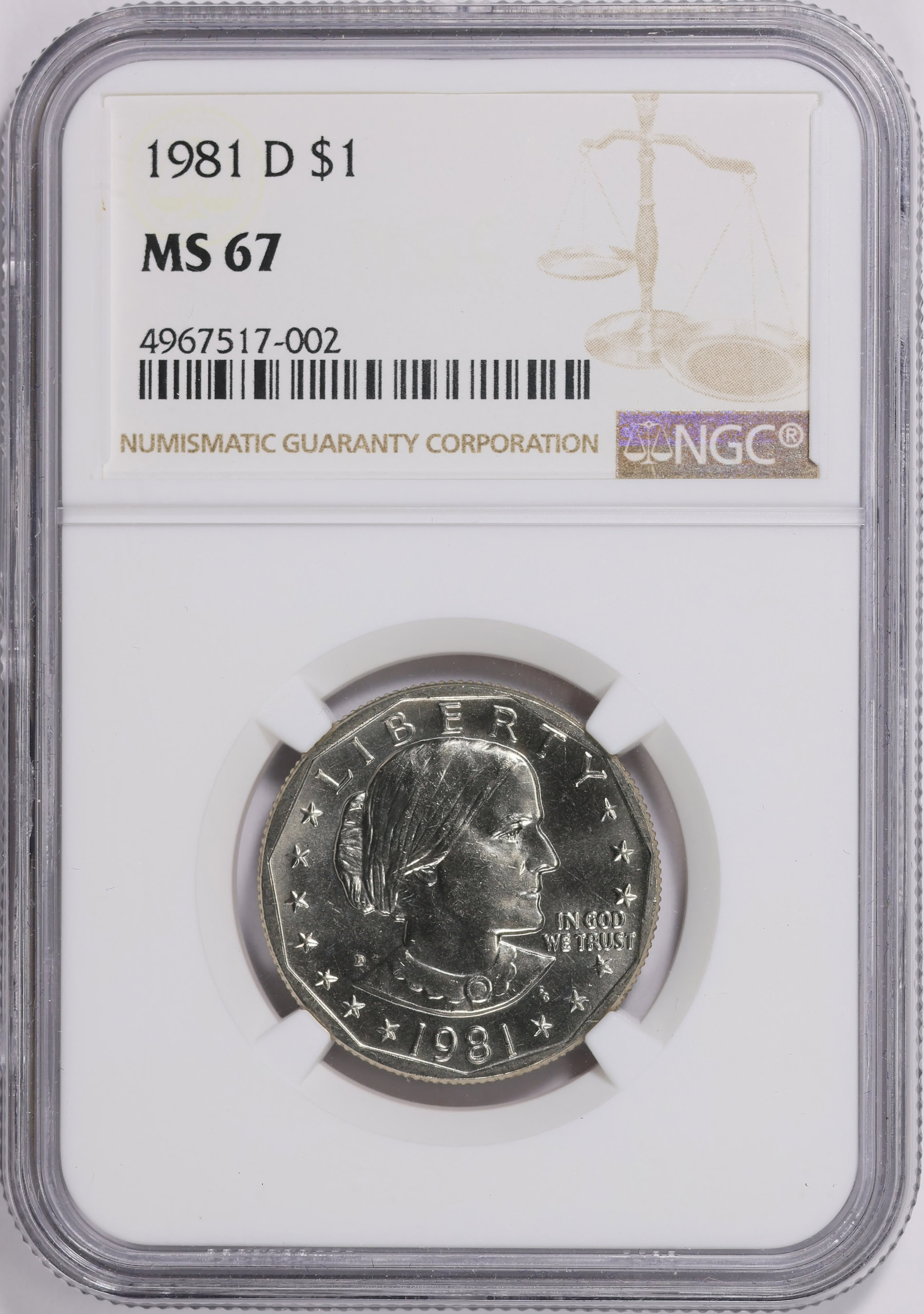 1981-D Susan B. Anthony Dollar NGC MS-67 (Item 1668558) | GreatCollections Coin Auctions