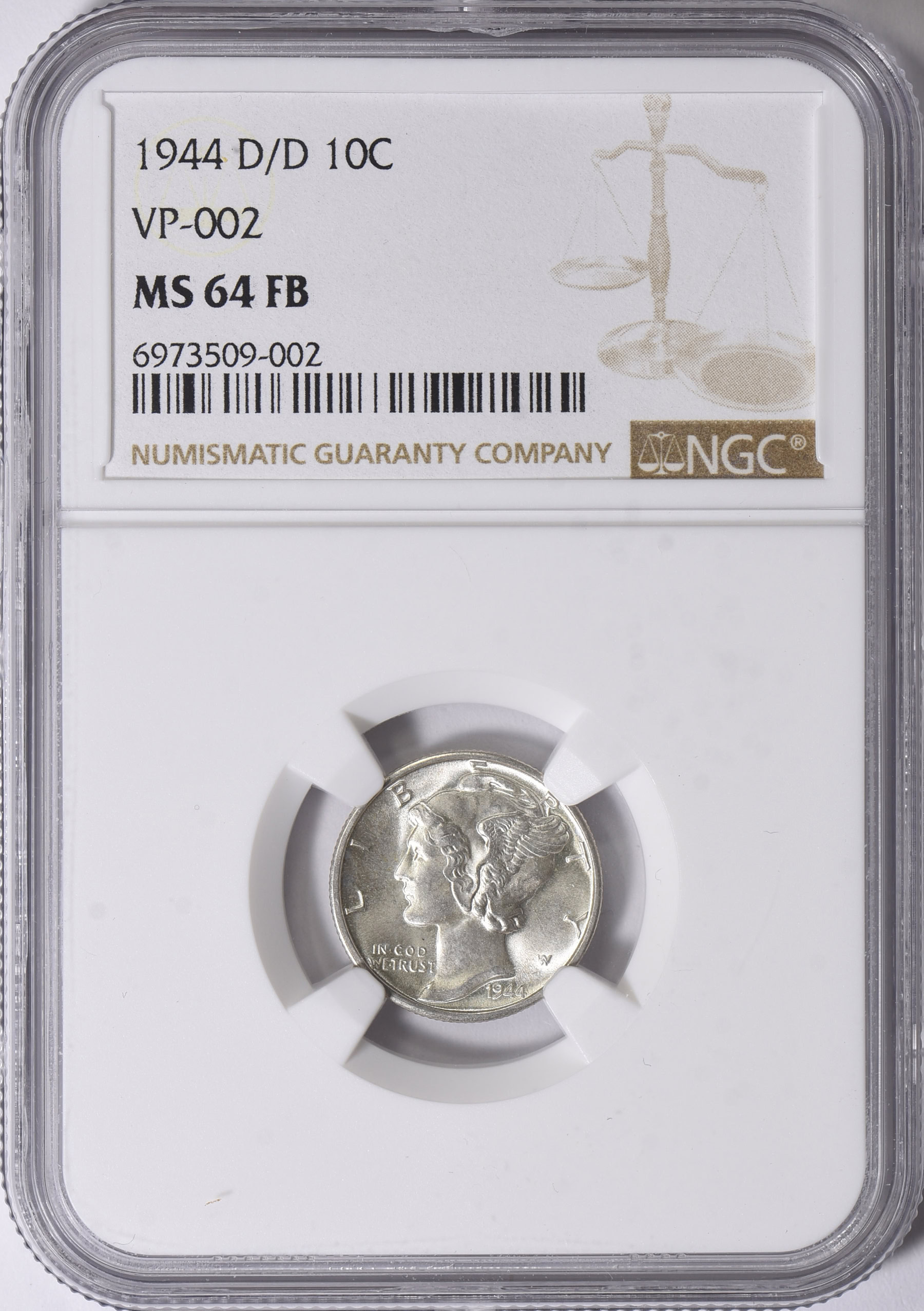 1944-D/D Mercury Dime VP-002 NGC MS-64 FB (Item 1668687) | GreatCollections Coin Auctions