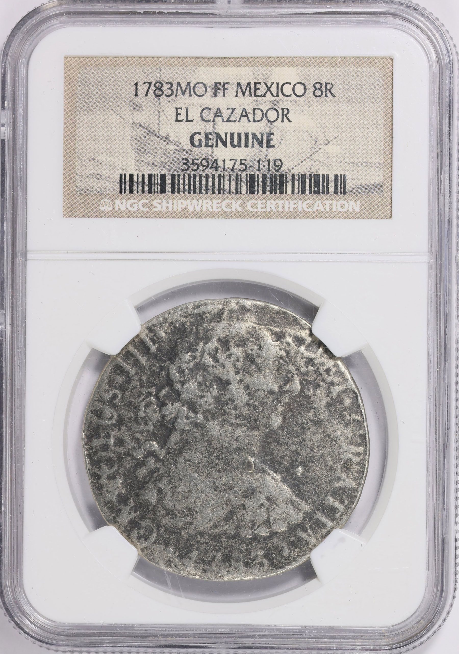 Mexico 1783-Mo FF Silver 8 Reales KM-106 NGC Genuine (El Cazador Shipwrewck) (Item 1668757 ...