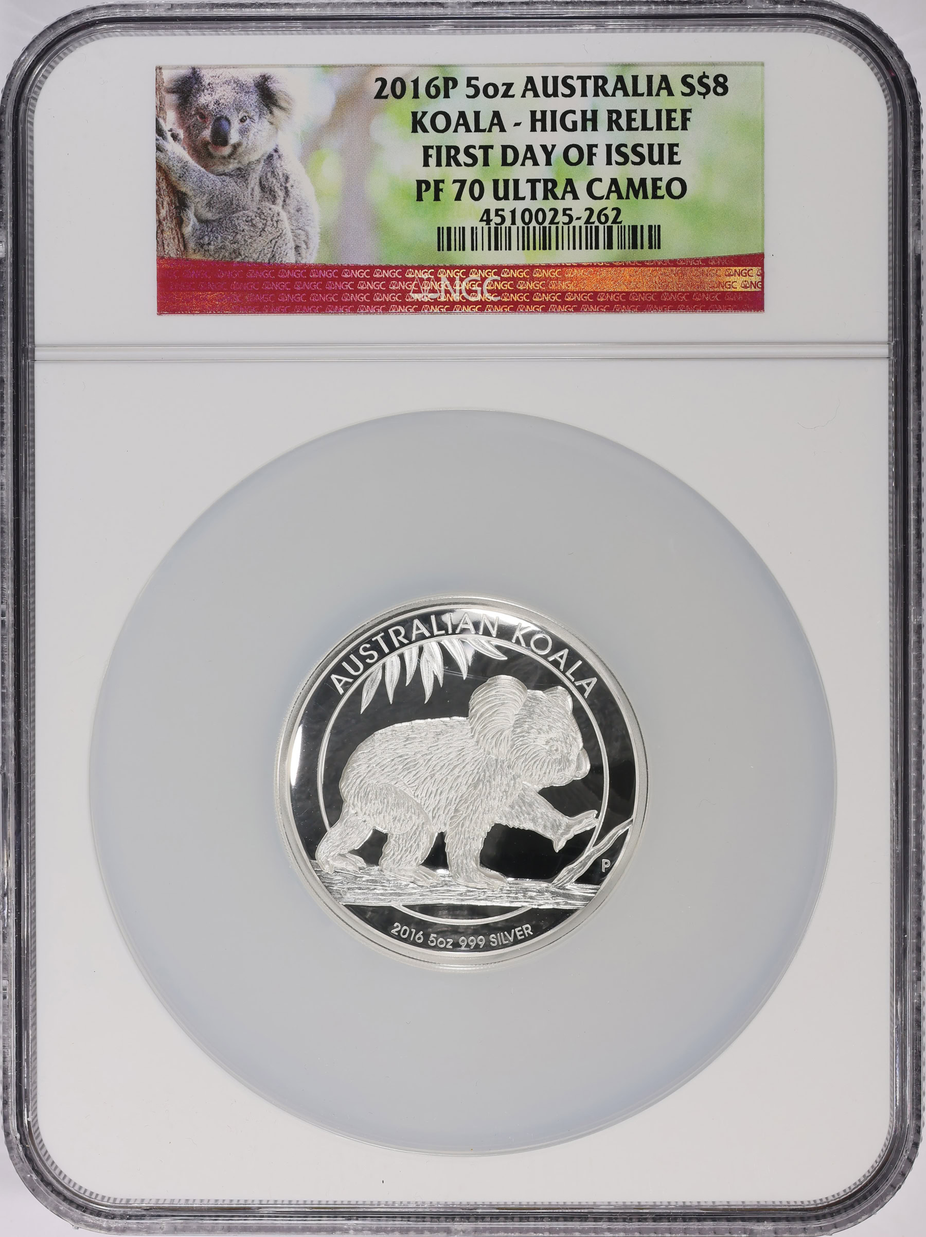 Australia 2016-P Silver $8 Koala High Relief First Day of Issue NGC ...