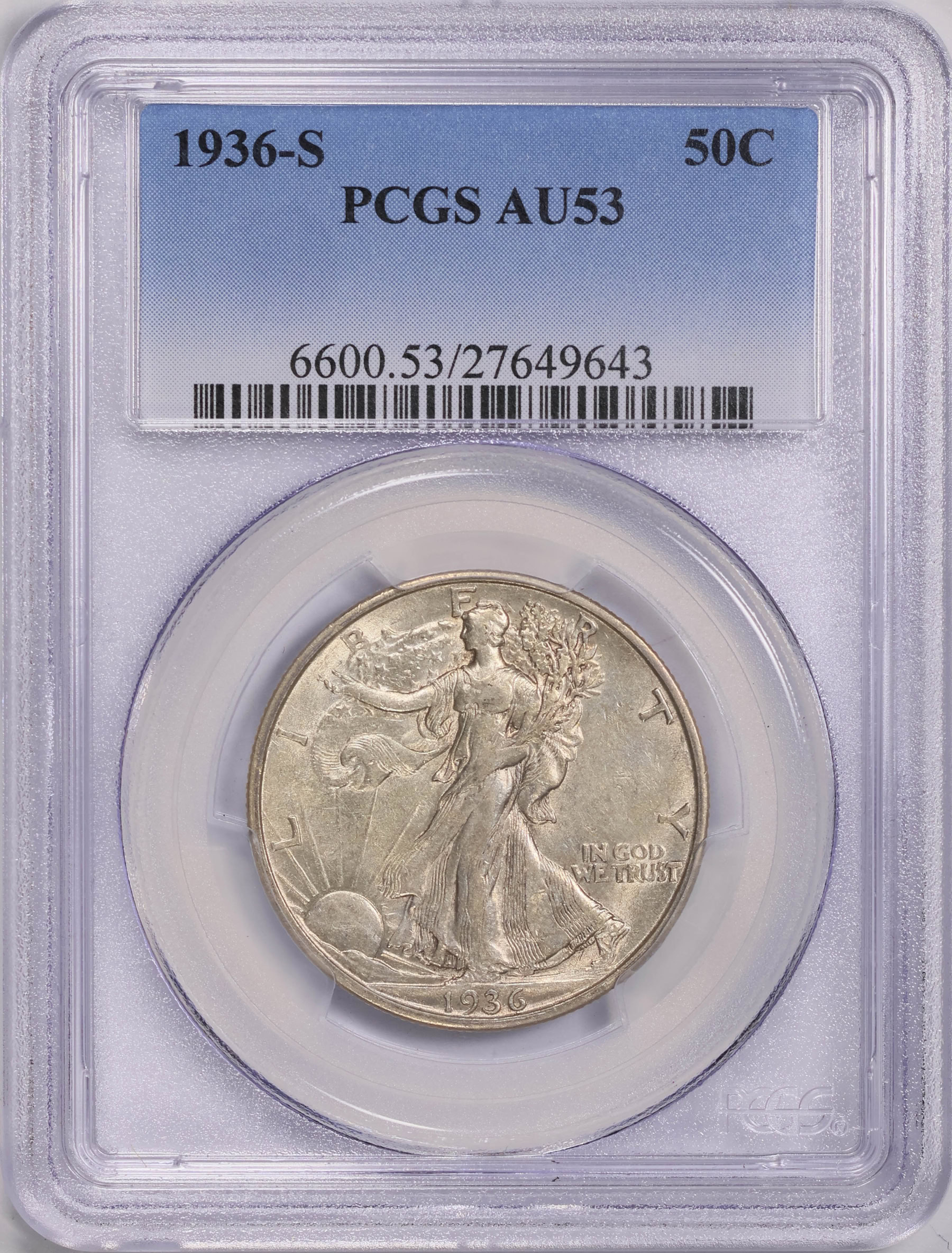 1936-S Walking Liberty Half Dollar PCGS AU-53 (Item 1669015 ...
