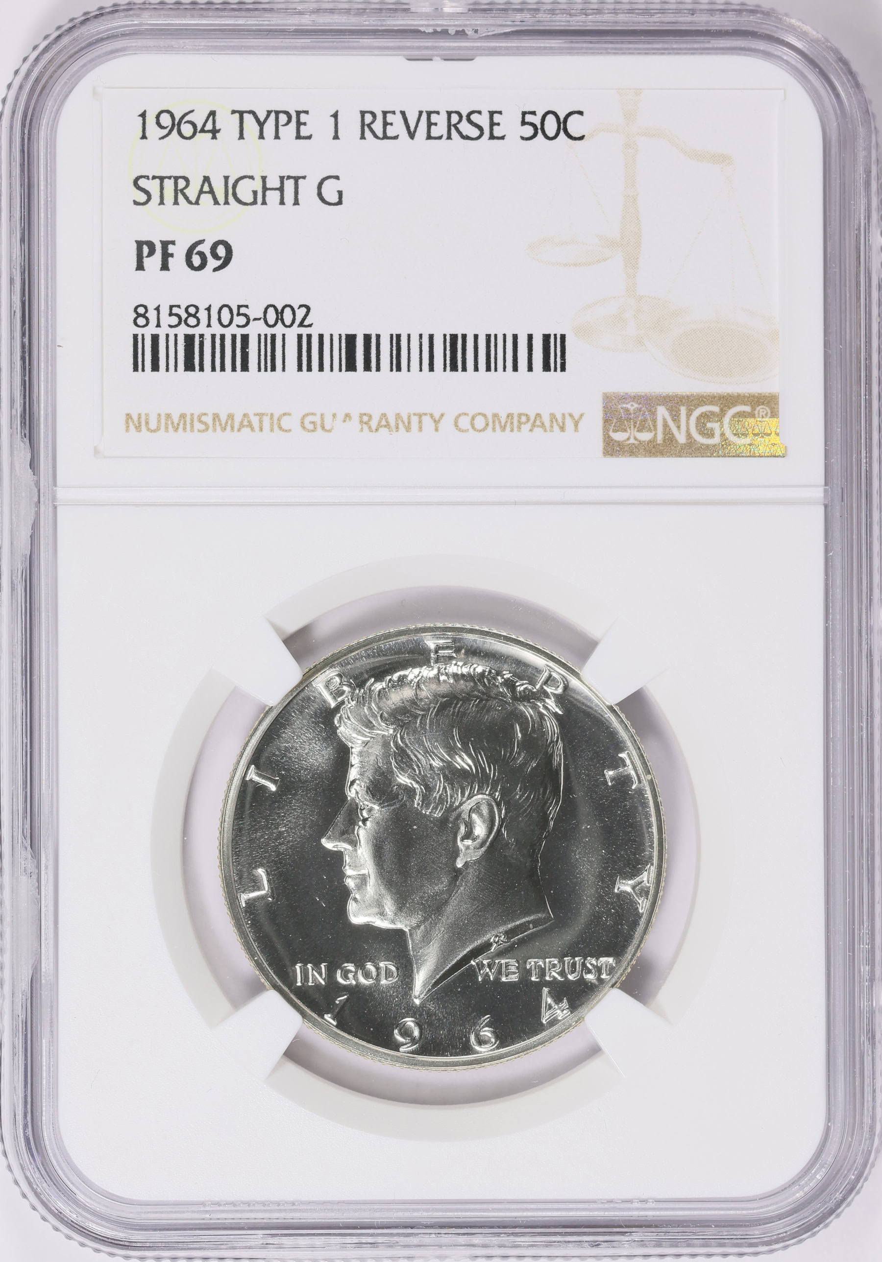 1964 Kennedy Half Dollar Type 1 Reverse Straight G NGC Proof-69 (Item ...