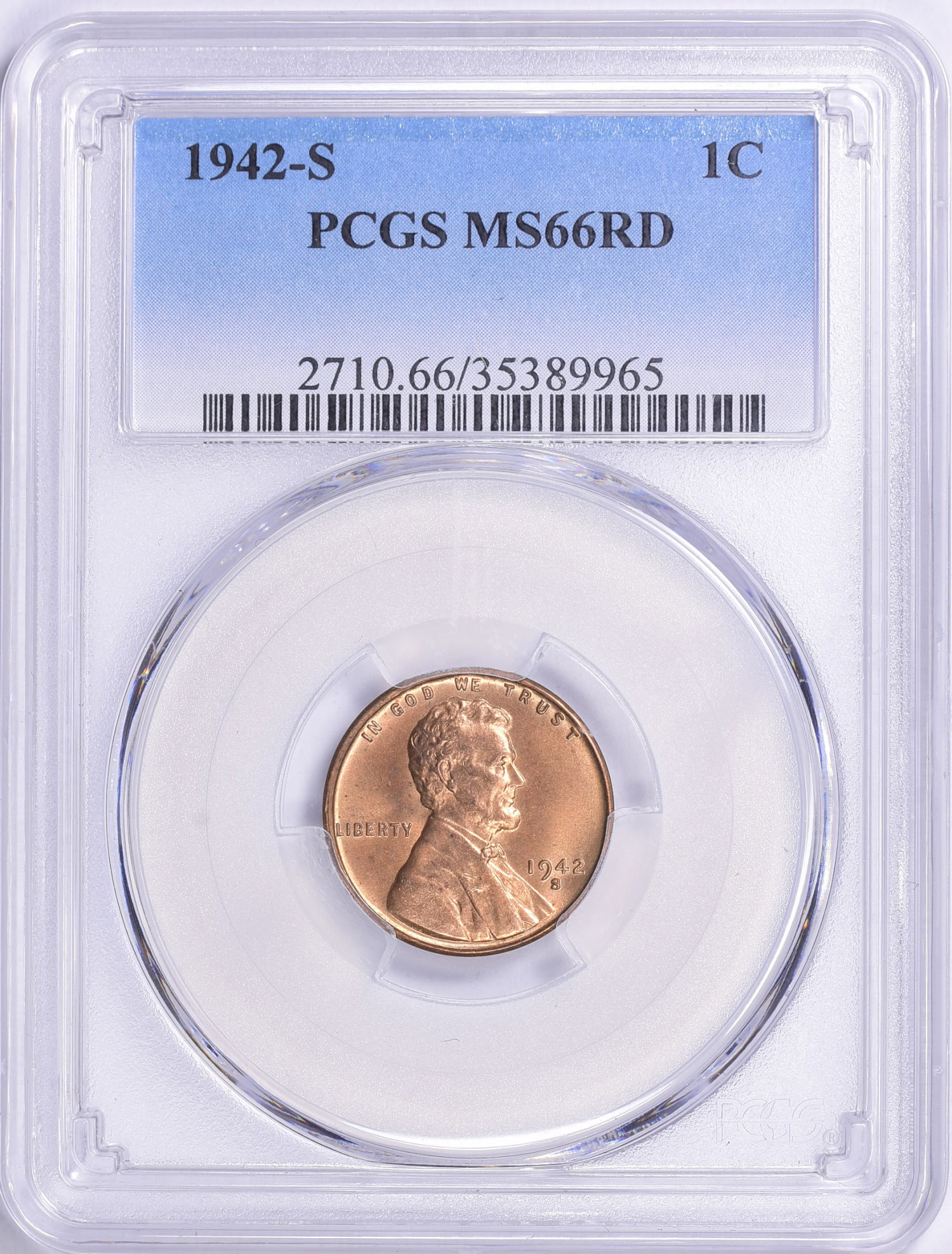 1942-S Lincoln Cent PCGS MS-66 RD (Item 1669306) | GreatCollections Coin Auctions
