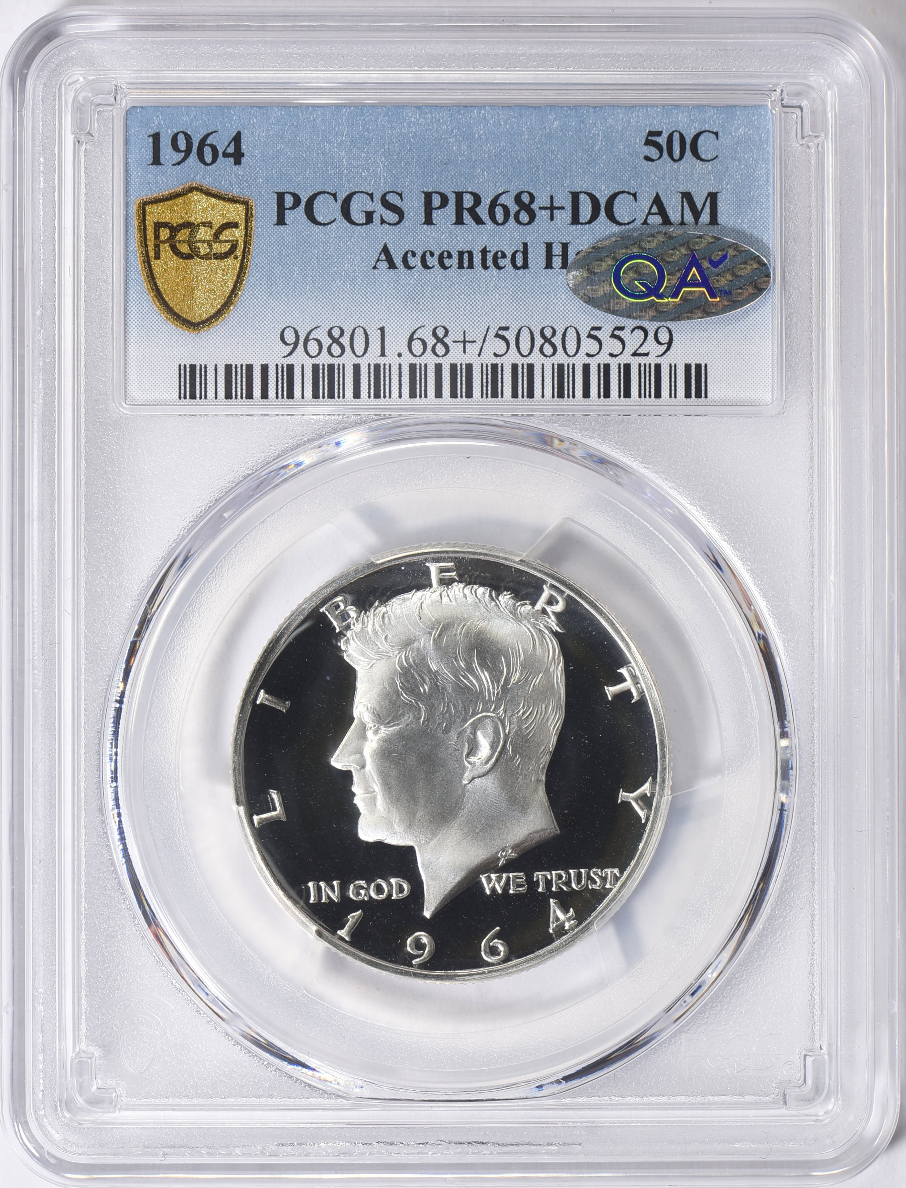 1964 Kennedy Half Dollar Accented Hair PCGS Proof-68+ DCAM (QA) (Item 1669363 ...