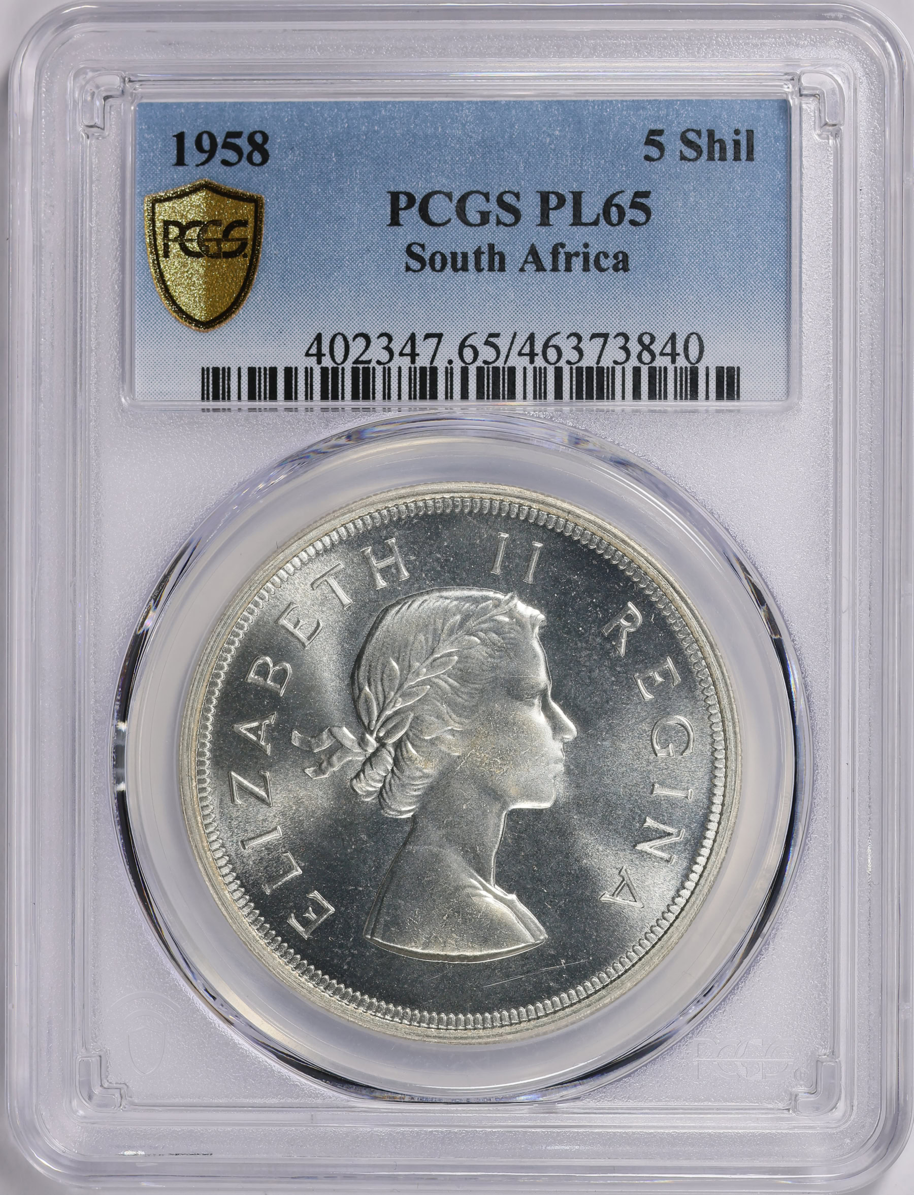South Africa 1958 Silver 5 Shillings KM-52 PCGS PL-65 (Item 1669486) | GreatCollections Coin ...