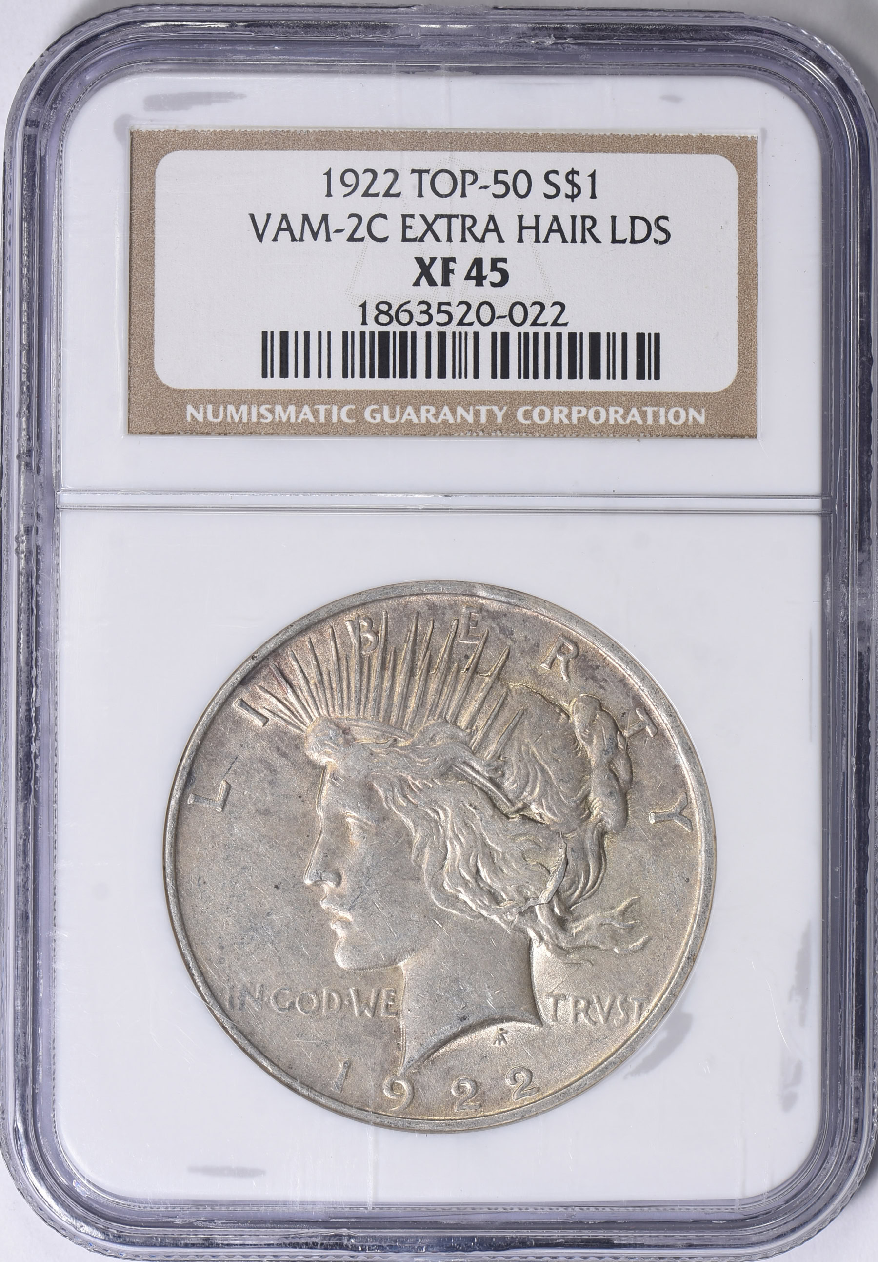 1922 Peace Silver Dollar Extra Hair VAM-2C LDS Top 50 NGC XF-45 (Item ...