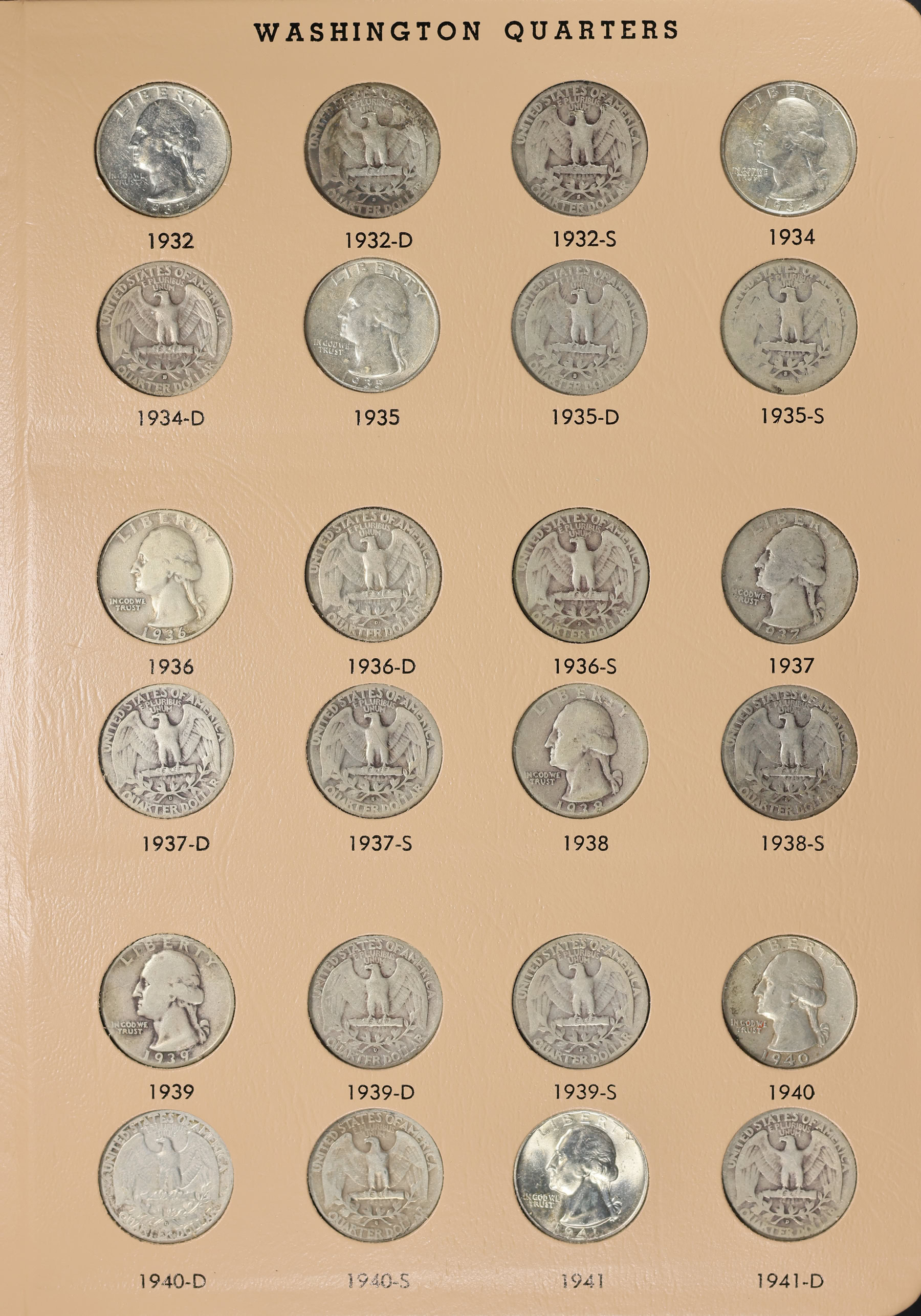 1932 - 2000 Washington Quarter Collection Uncertified in Dansco Album ...