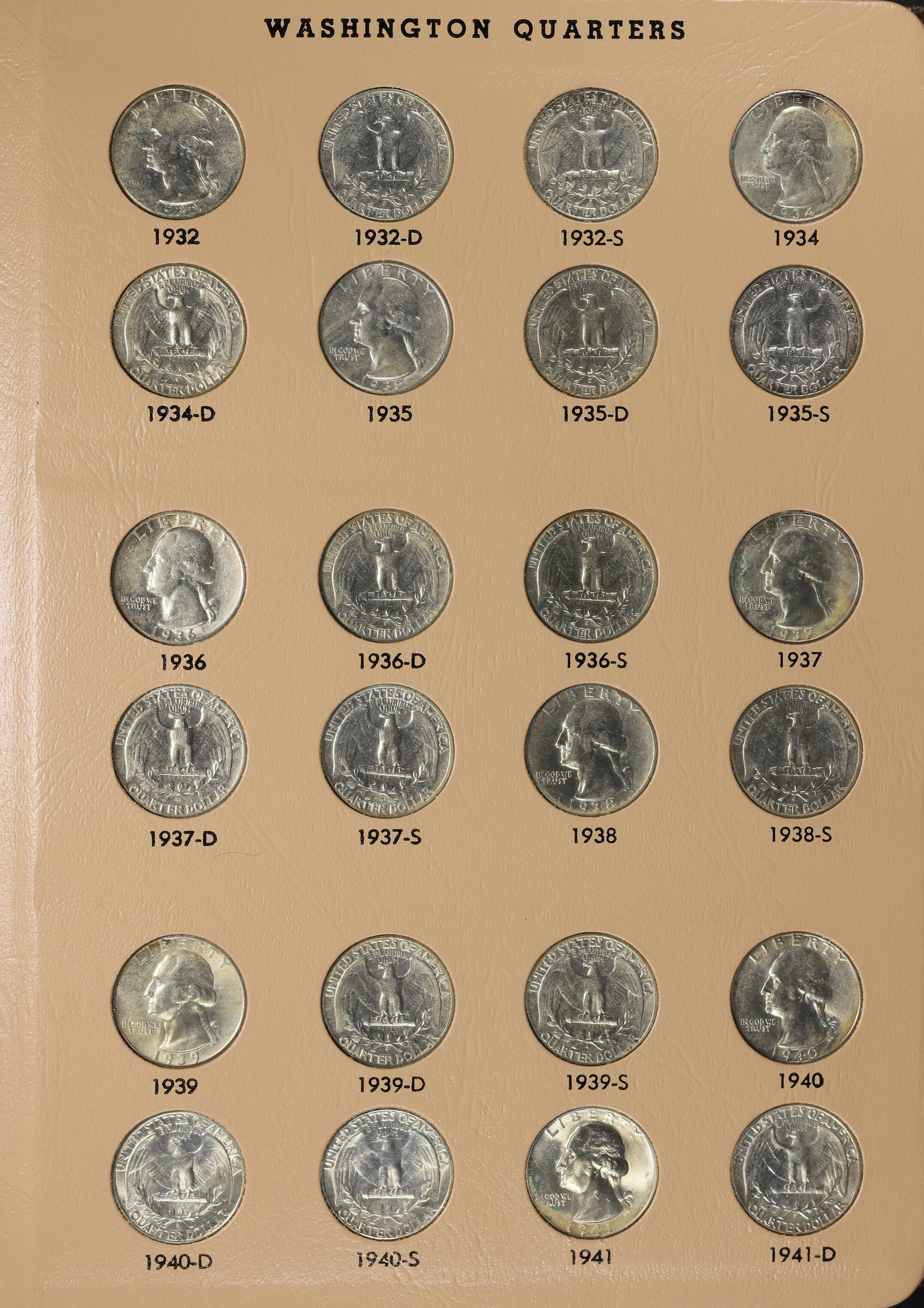 1932 - 2000 Washington Quarter Collection Uncertified in Dansco Album ...