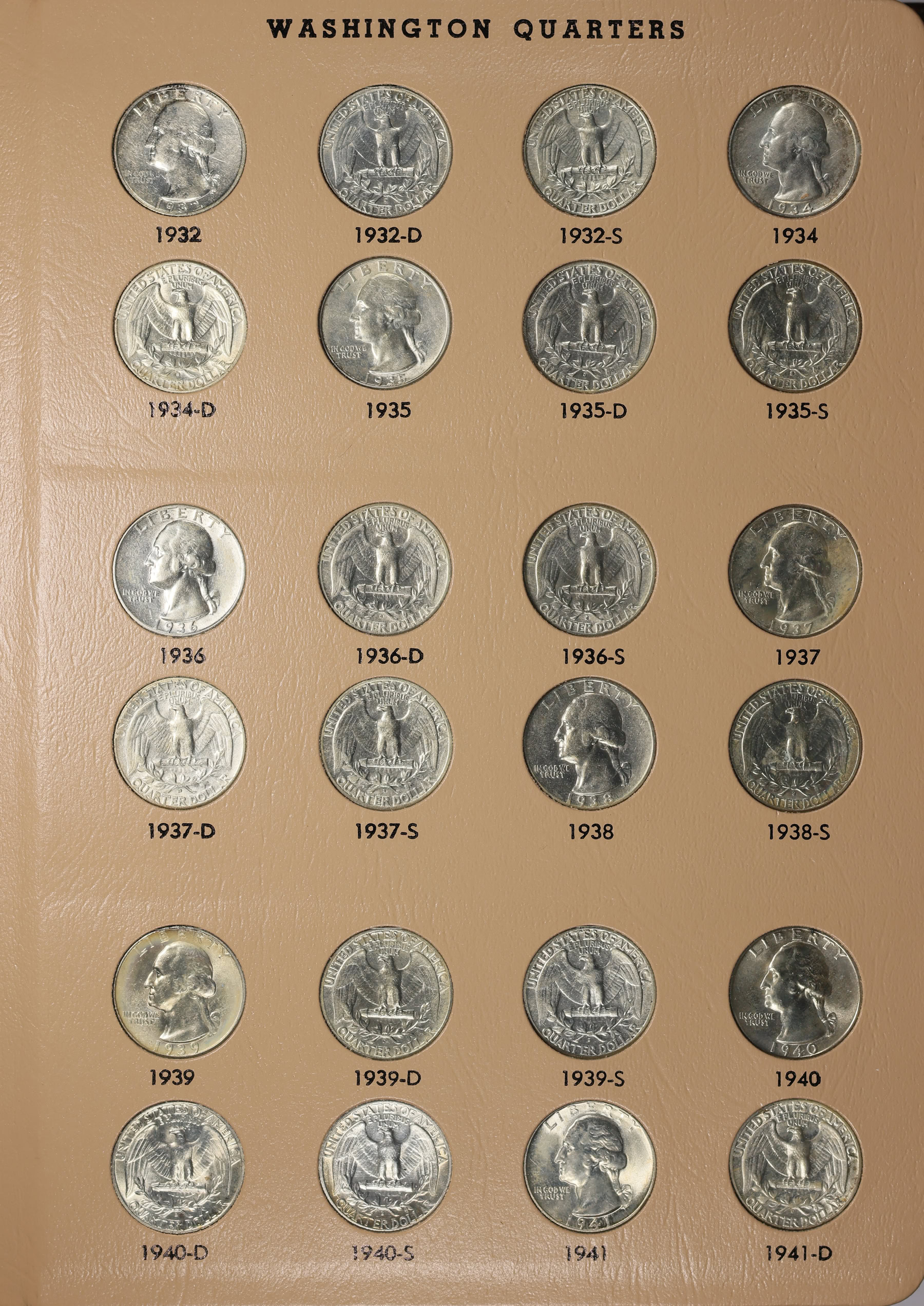 1932 - 2000 Washington Quarter Collection Uncertified in Dansco Album ...