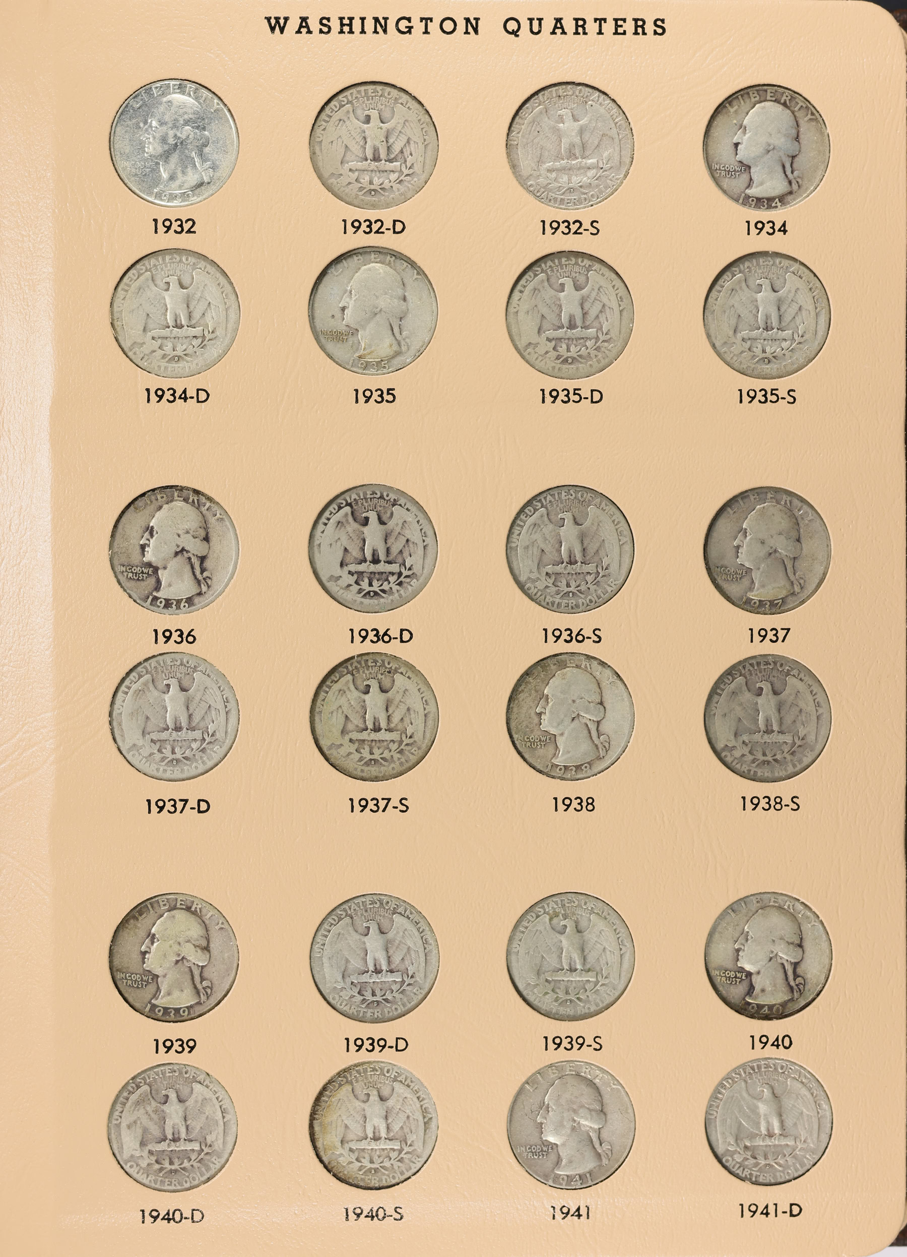1932 - 1998 Washington Quarter Collection Uncertified in Dansco Album ...