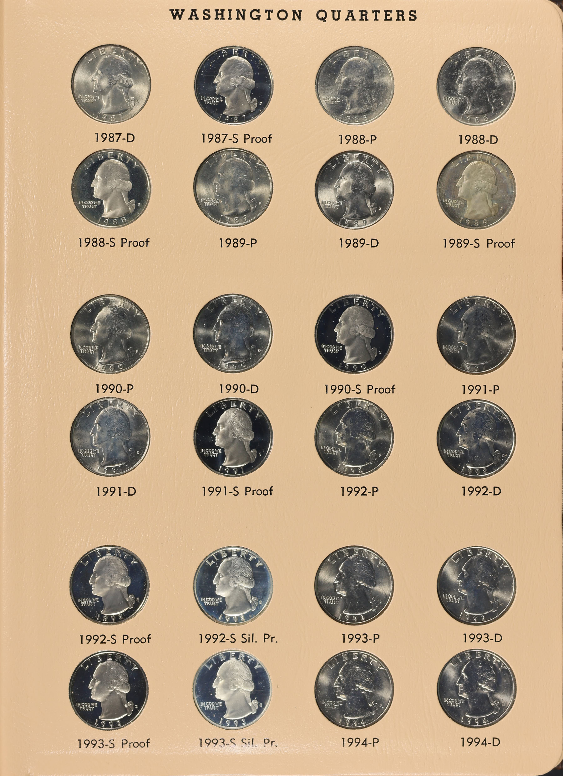 1932 - 1998 Washington Quarter Collection Uncertified in Dansco Album ...