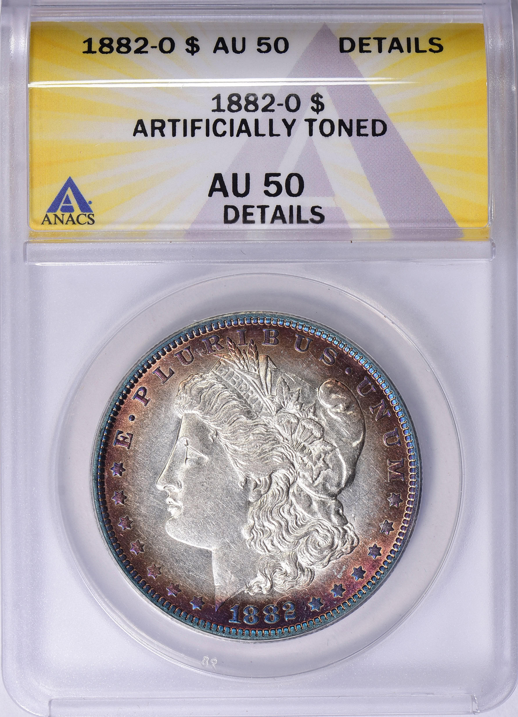 1882-O Morgan Silver Dollar ANACS AU-50 Details (Art. Toned) (Item 1669549) | GreatCollections ...