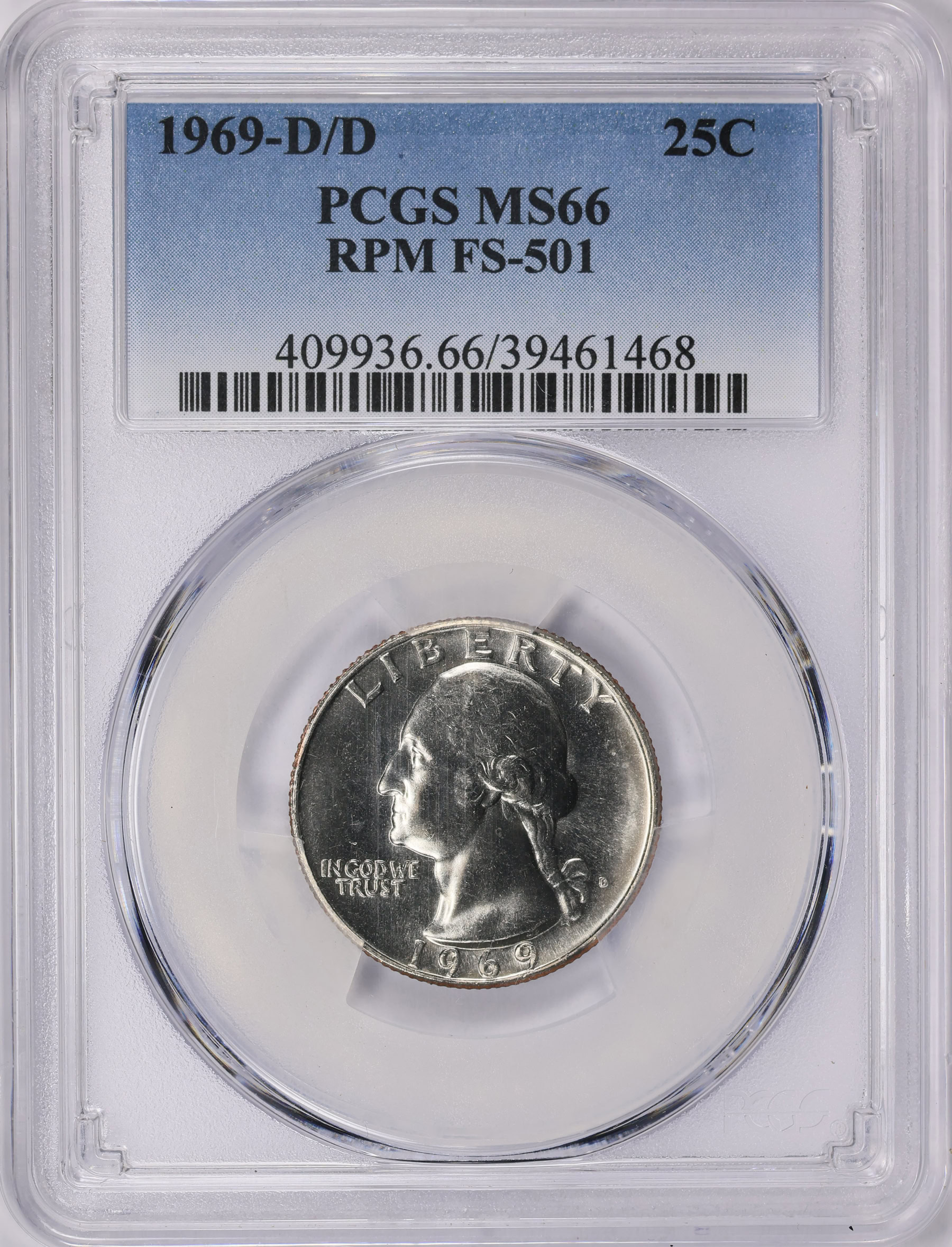 1969-D/D Washington Quarter Repunched Mintmark FS-501 PCGS MS-66 (Item ...