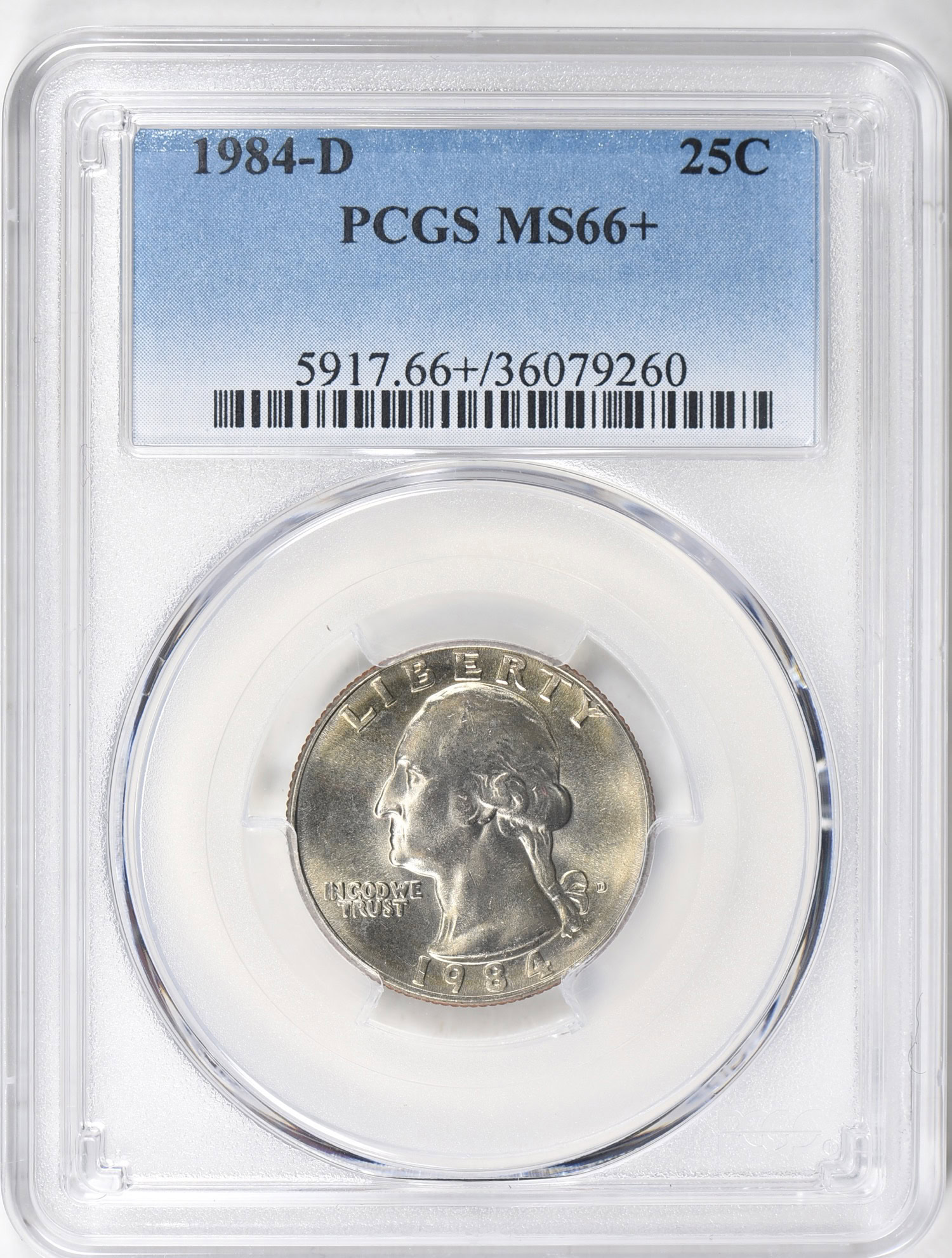 1984-D Washington Quarter PCGS MS-66+ (Item 1669691) | GreatCollections ...