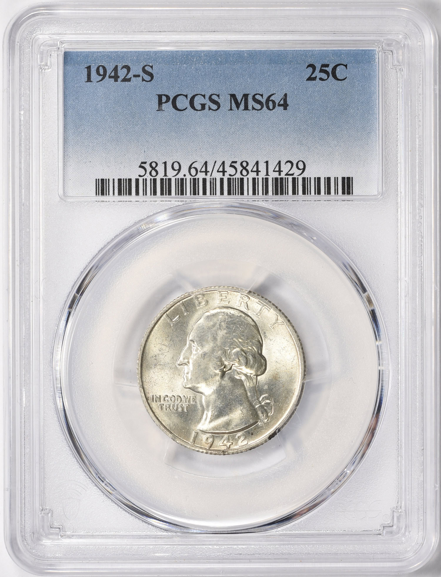 1942-S Washington Quarter PCGS MS-64 (Item 1669788) | GreatCollections Coin Auctions