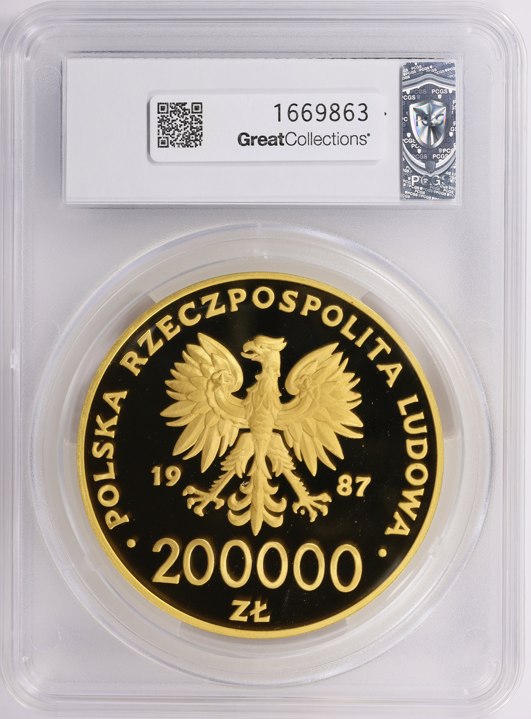 Poland 1987 Gold 200,000 Zlotych Visit of Pope John Paul II to America ...