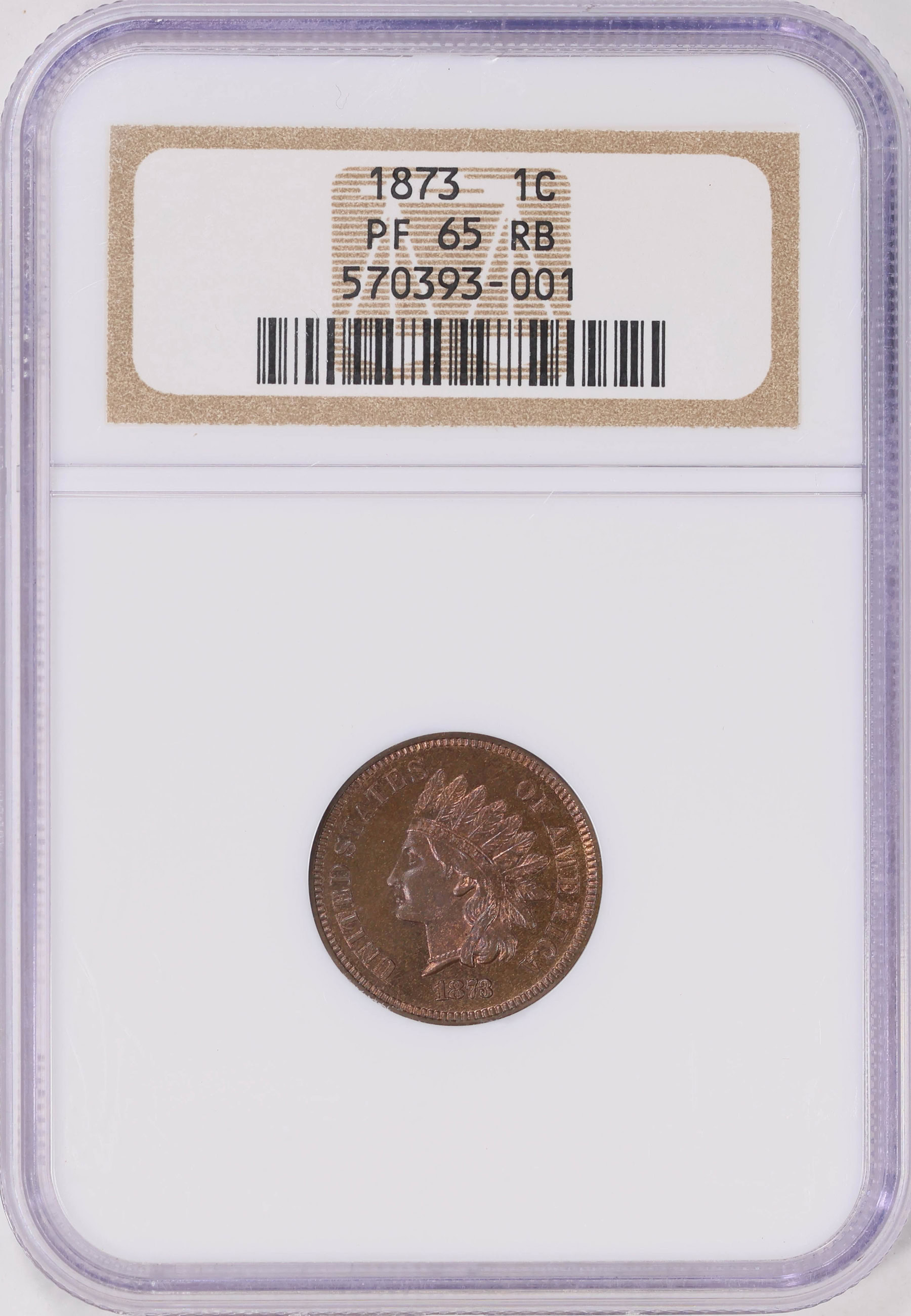 1873 Indian Cent NGC Proof-65 RB (Toned) (Item 1669916) | GreatCollections Coin Auctions