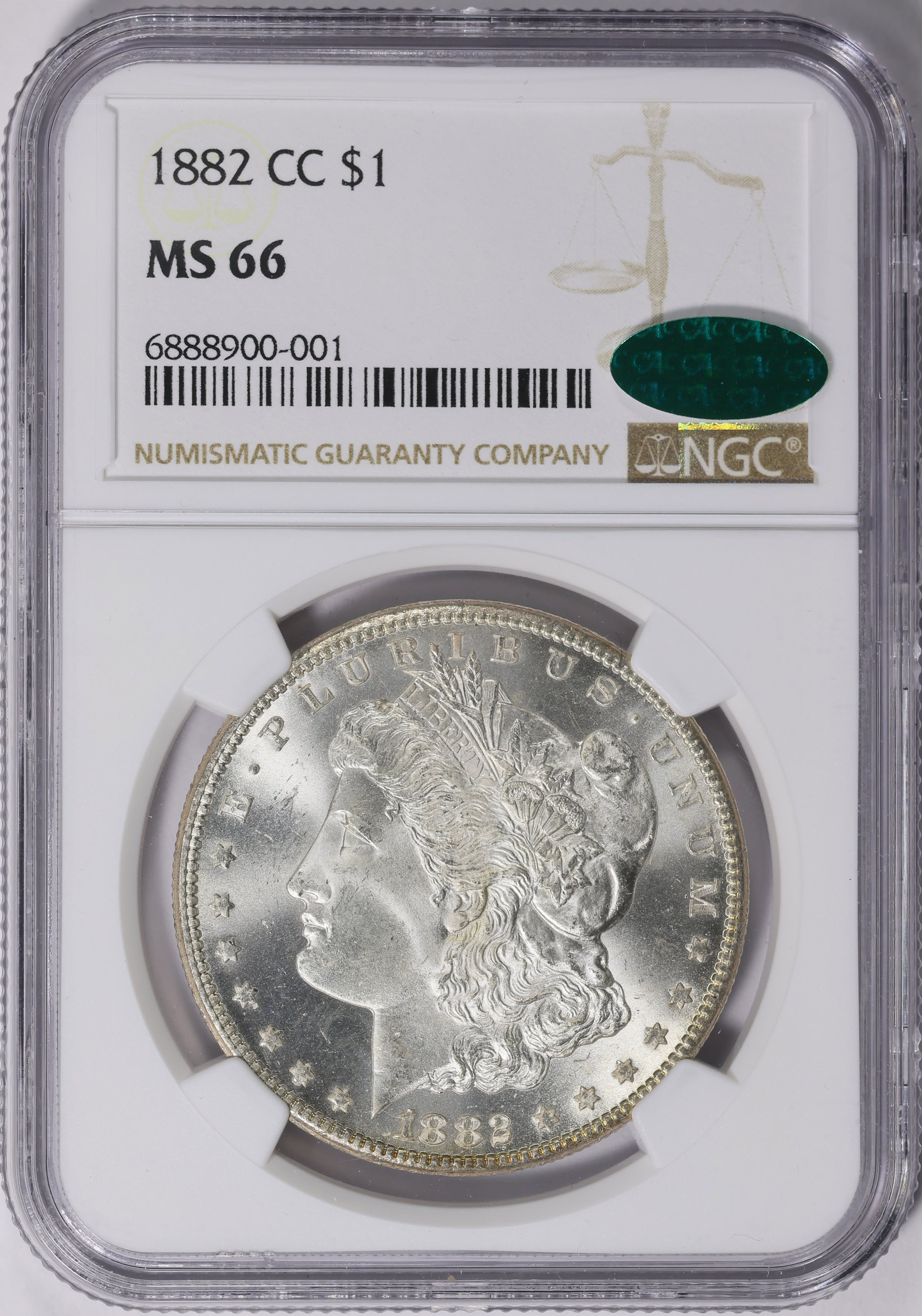 1882-CC Morgan Silver Dollar NGC MS-66 (CAC Green) (Item 1670049) | GreatCollections Coin Auctions