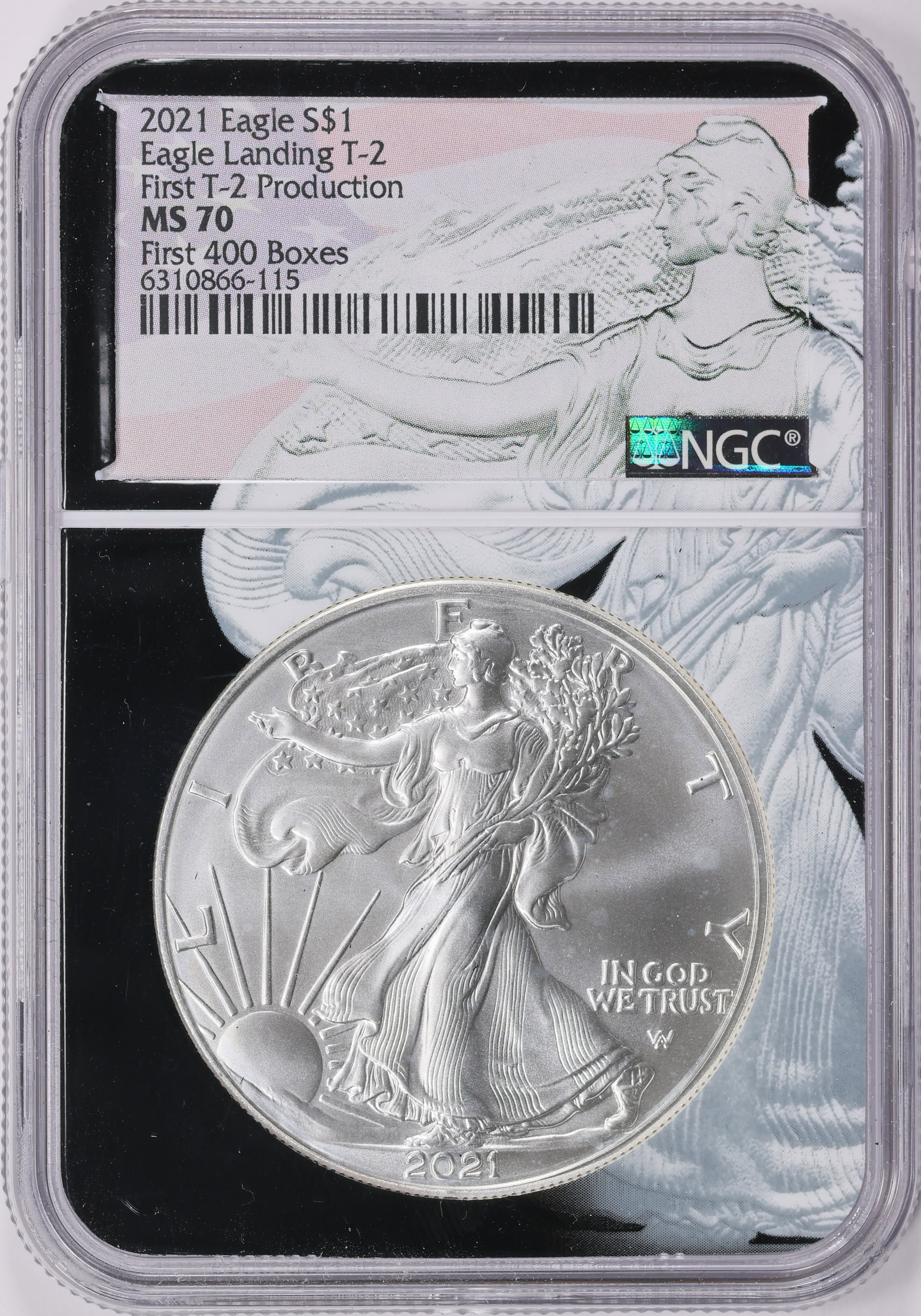 2021 $1 Silver Eagle Type 2 NGC MS-70 (Silver Eagle Frame Holder) (Item ...