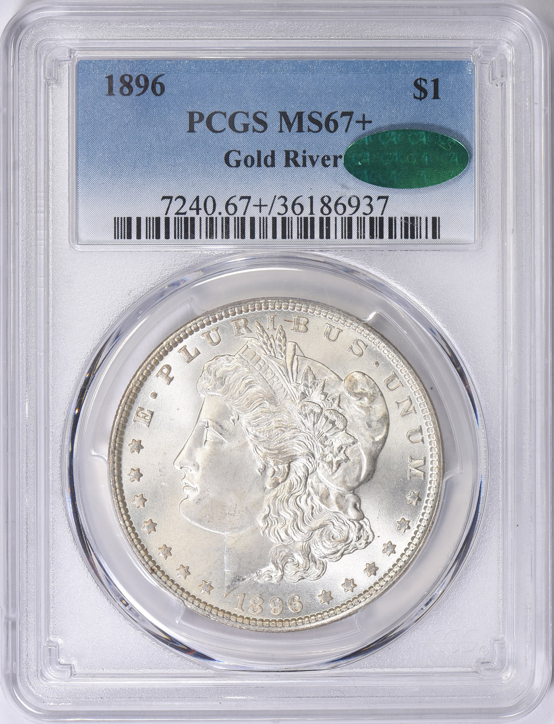 1896 Morgan Silver Dollar PCGS MS-67+ (CAC Green) (Gold River ...
