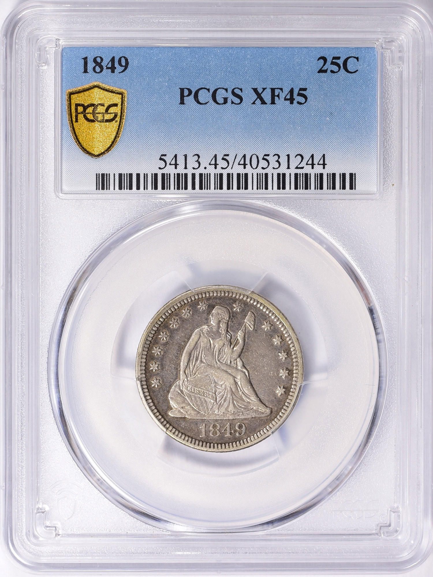 1849 Seated Liberty Quarter PCGS XF-45 (Toned) (Item 1670801) | GreatCollections Coin Auctions