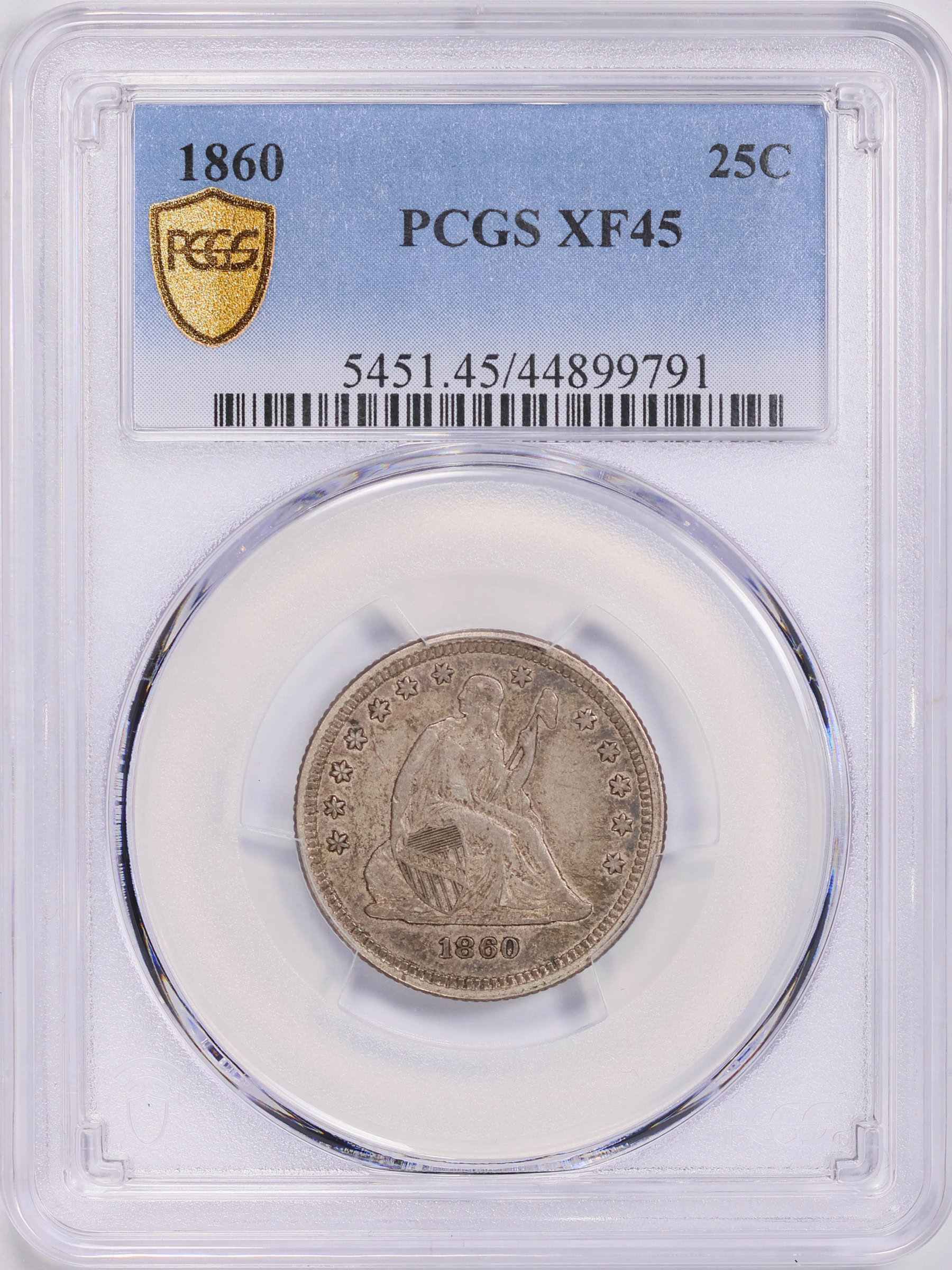 1860 Seated Liberty Quarter PCGS XF-45 (Item 1670806) | GreatCollections Coin Auctions