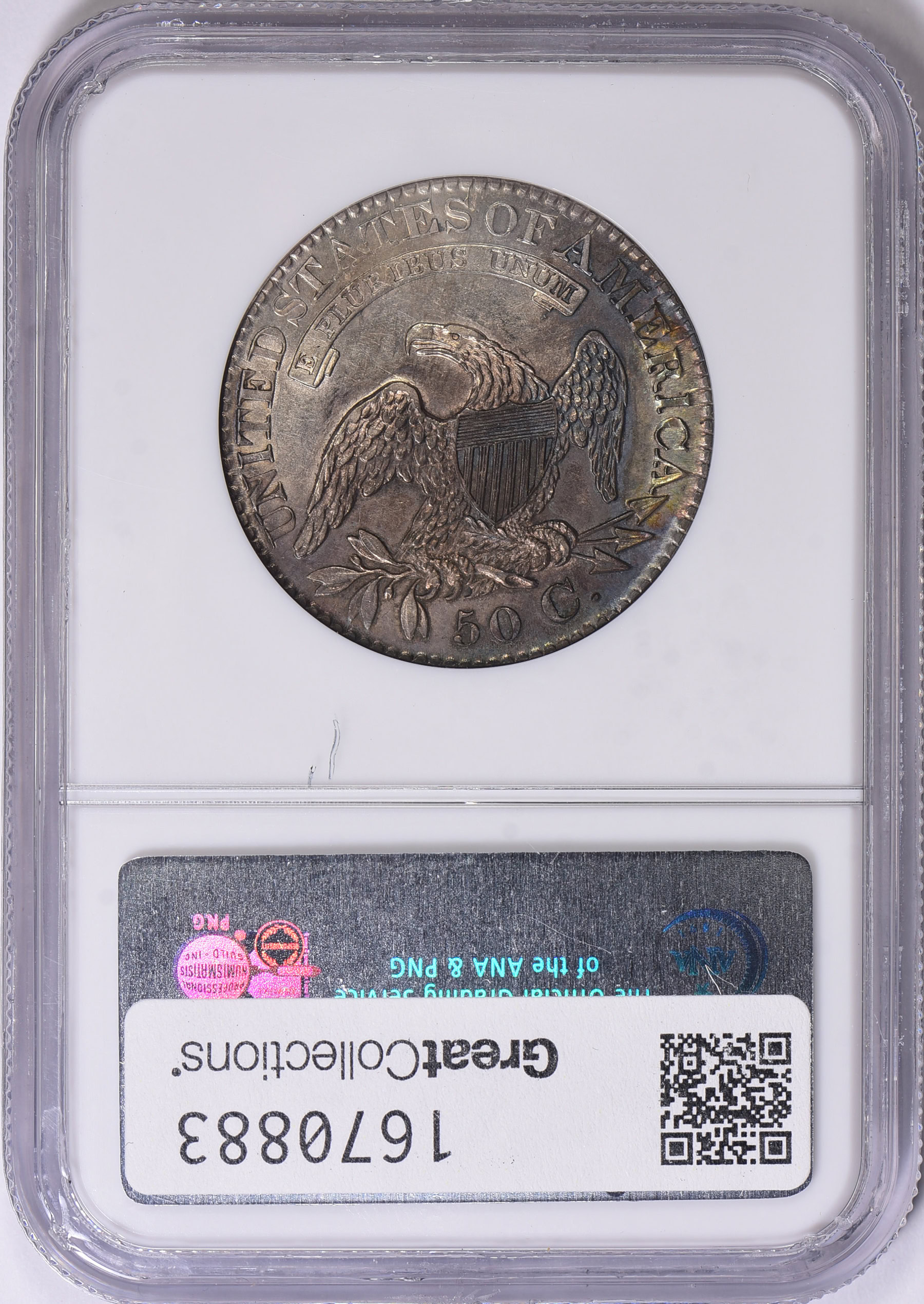 1827 Capped Bust Half Dollar Square Base 2 Overton 107 NGC AU-58 (Toned ...