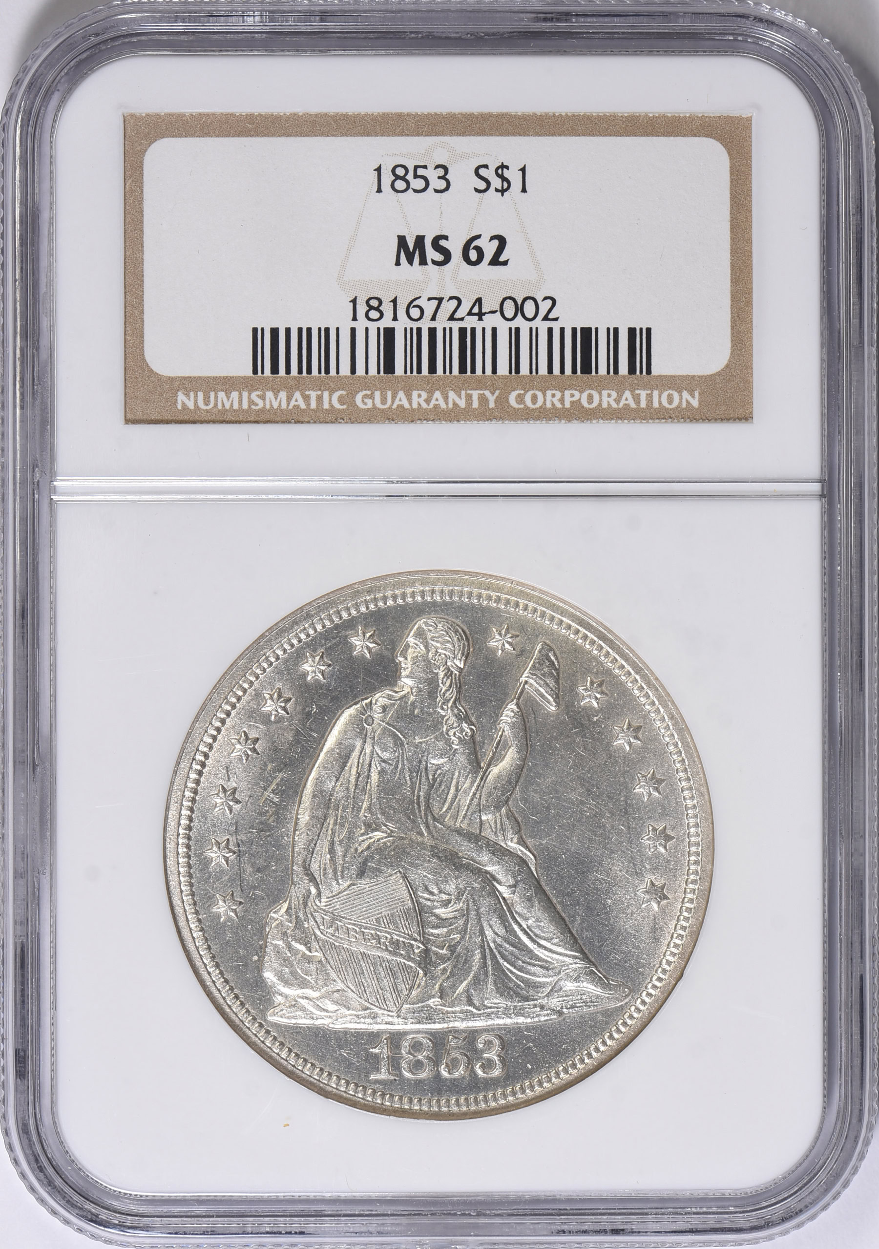 1853 Seated Liberty Silver Dollar NGC MS-62 (Item 1670891 ...