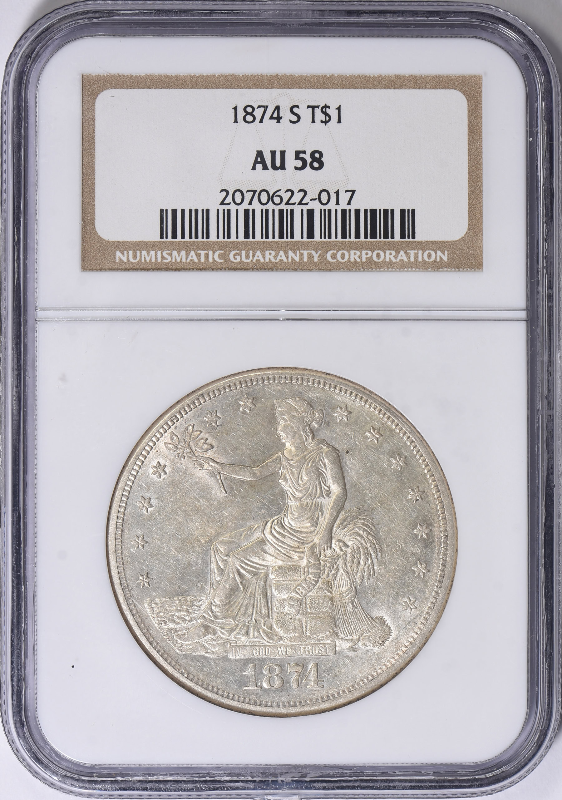 1874-S Trade Silver Dollar NGC AU-58 (Item 1670898) | GreatCollections ...