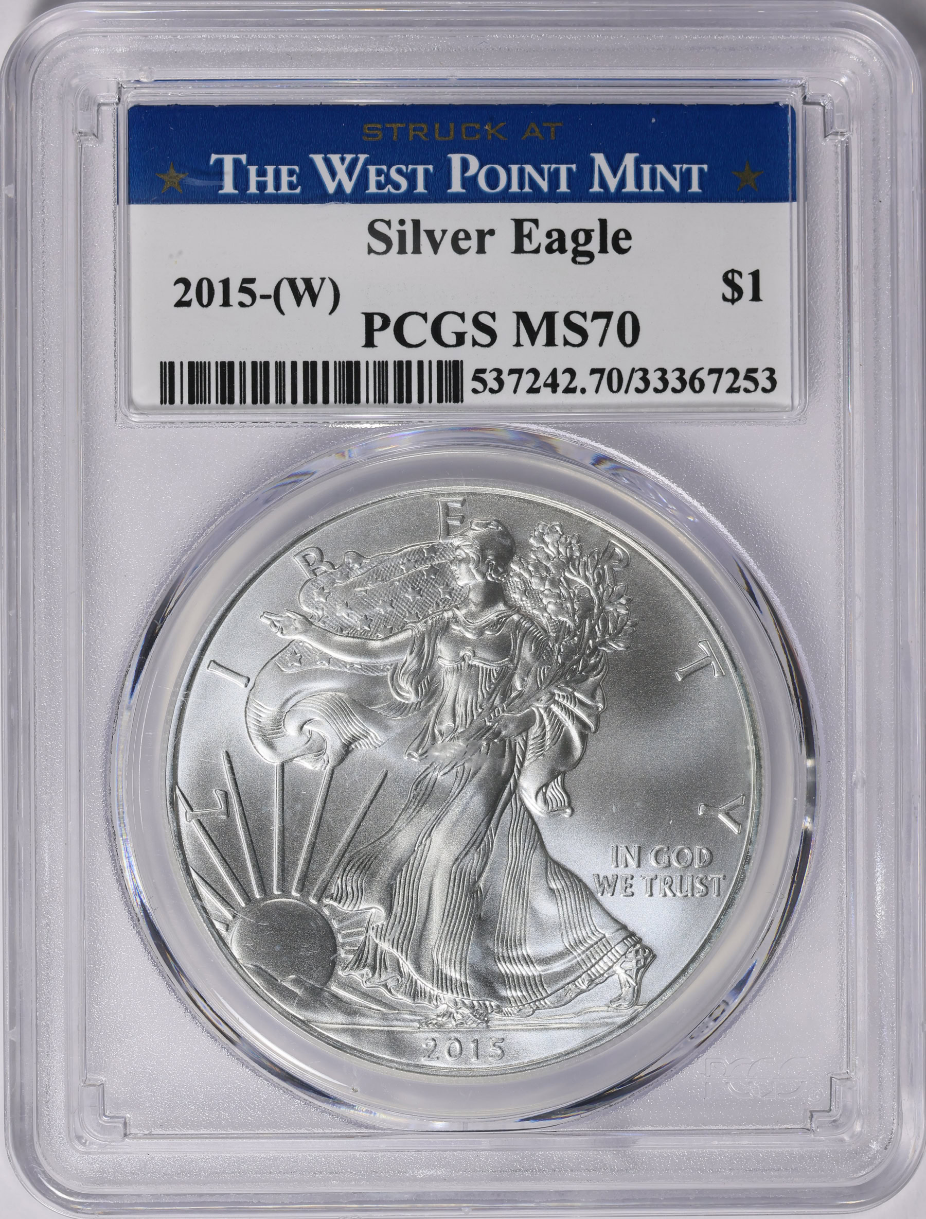 2015-(W) $1 Silver Eagle Struck at West Point PCGS MS-70 (Item 1670998) | GreatCollections Coin ...