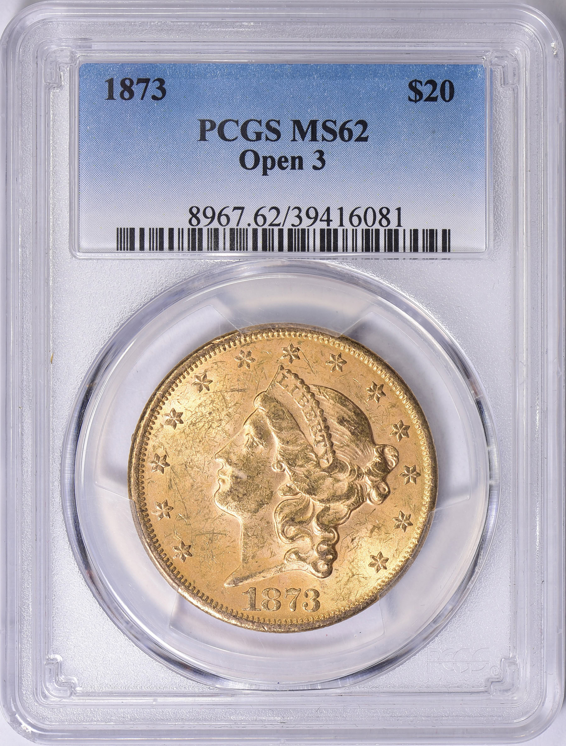 1873 Liberty Gold Double Eagle Open 3 PCGS MS-62 (Item 1671034 ...