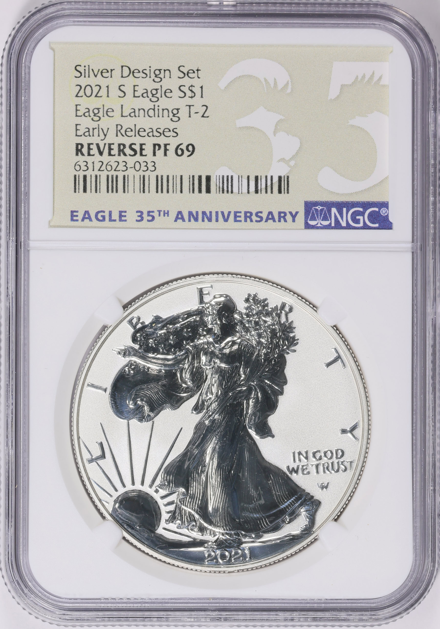 2021-S $1 Silver Eagle Type 2 Reverse Proof Designer Edition Early Releases NGC Proof-69 (Item ...