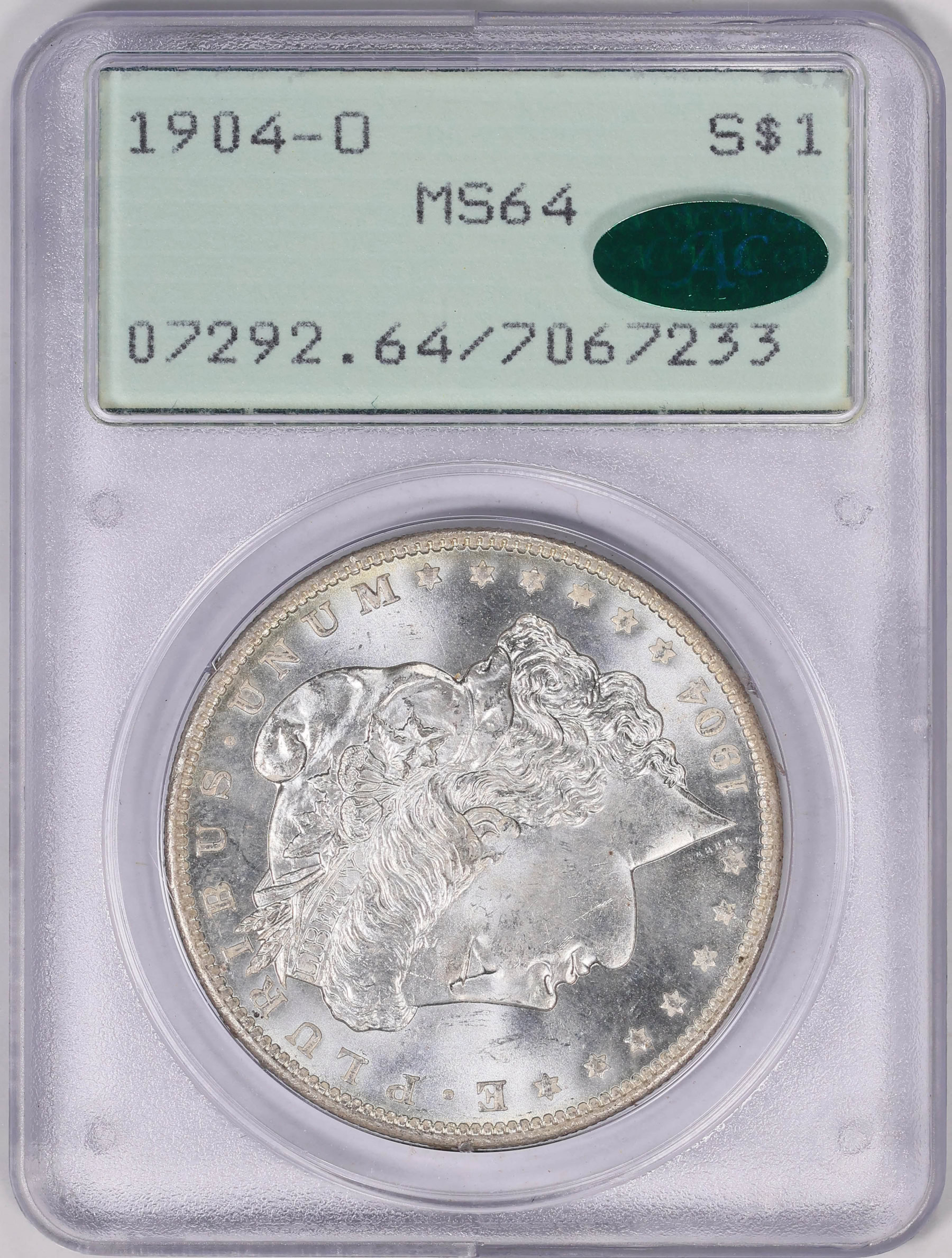 1904-O Morgan Silver Dollar PCGS MS-64 (CAC Green) OGH (1st Gen) (Item 1671326 ...