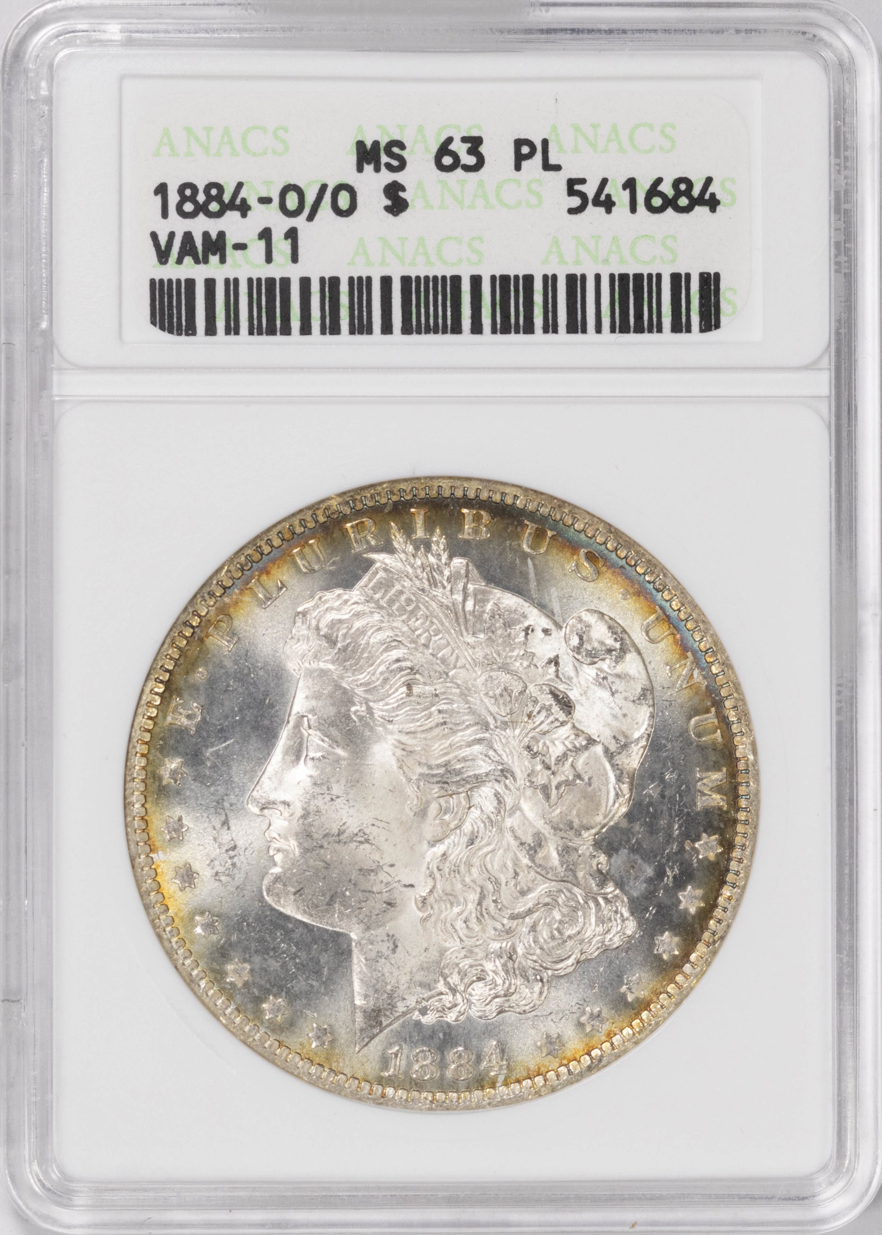 1884-O/O Morgan Silver Dollar VAM-11 ANACS MS-63 PL OH (Toned) (Item 1671604) | GreatCollections ...