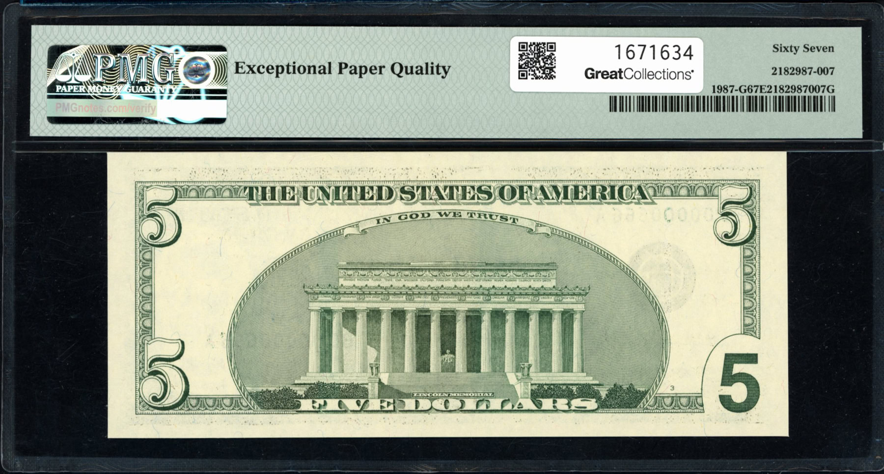 Fr. 1987-G (BGA Block) 1999 $5 Chicago Federal Reserve Note Very Low ...