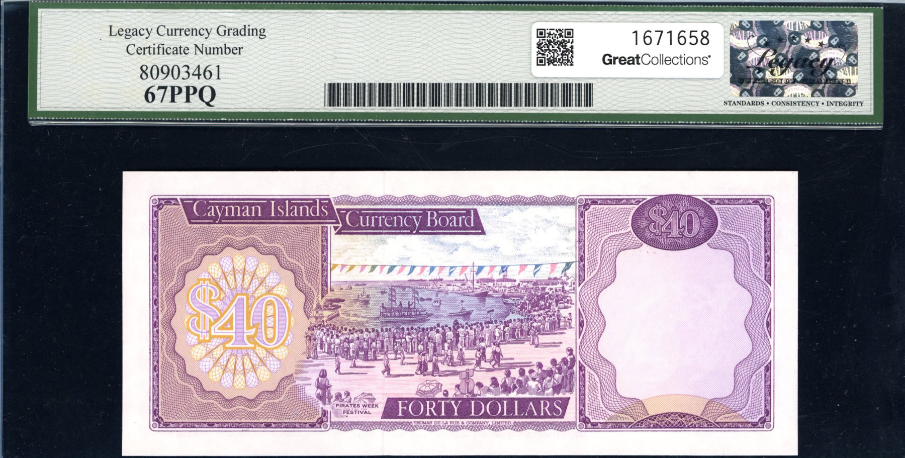 Cayman Islands 1974 (1981) $40 Currency Board Note Radar Serial Number ...