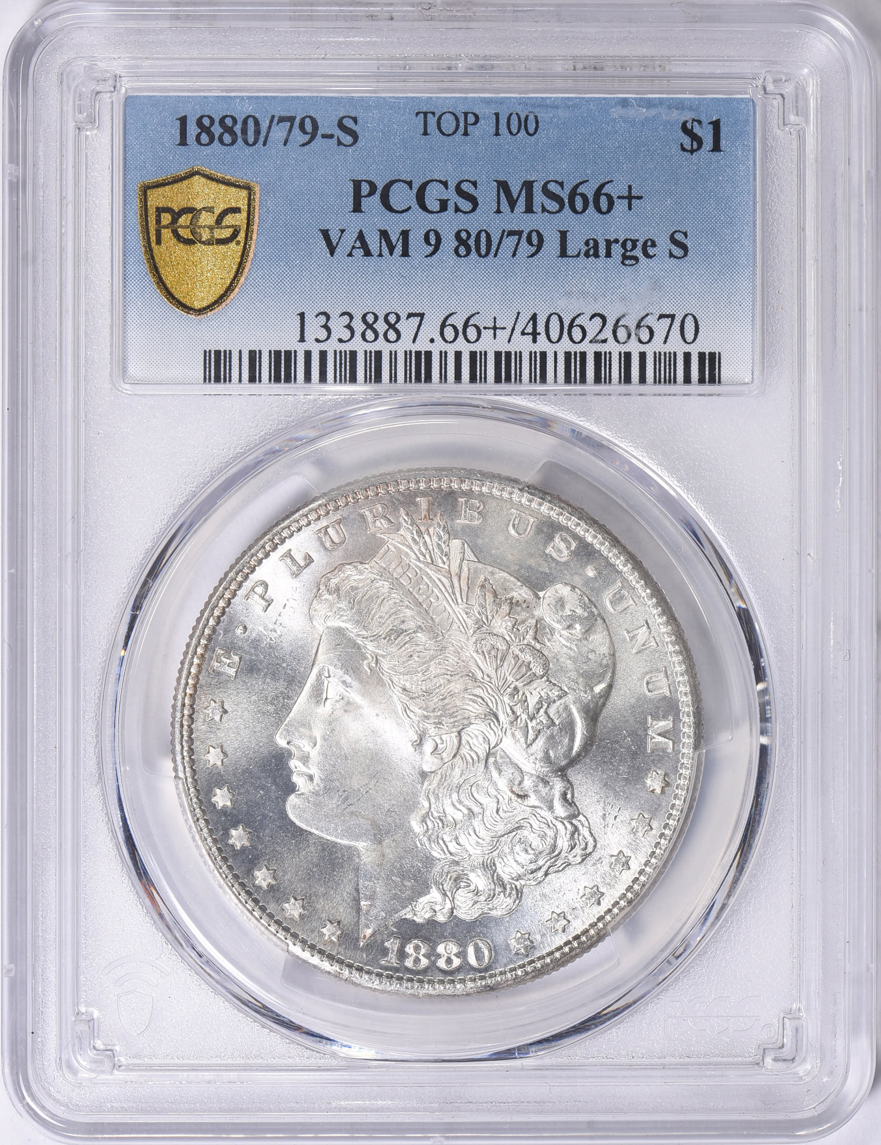 1880/79-S Morgan Silver Dollar 80/79 Large S VAM-9 Top 100 PCGS MS-66 ...
