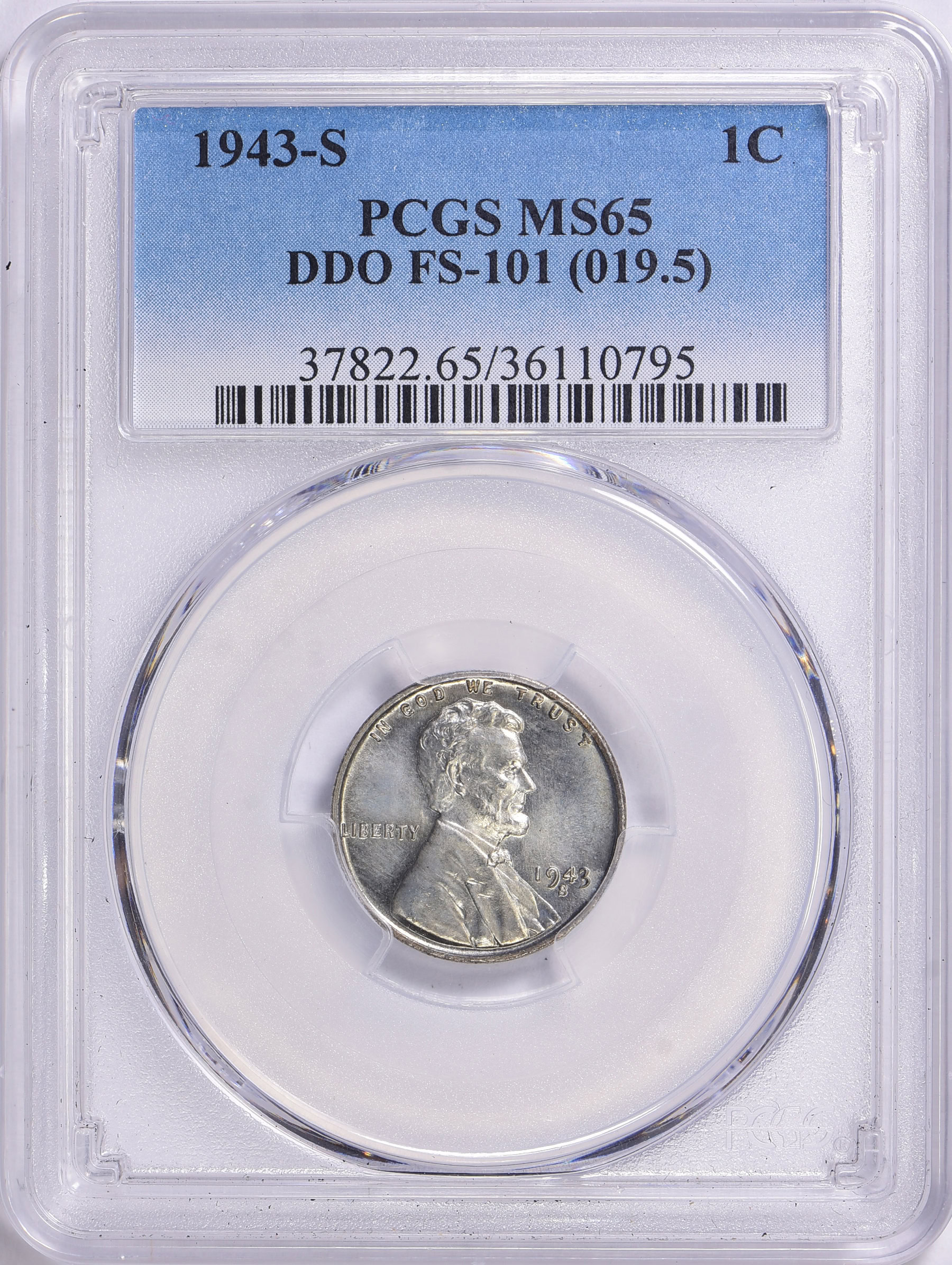 1943-S Lincoln Cent Doubled Die Obverse FS-101 (FS-019.5) PCGS MS-65 ...