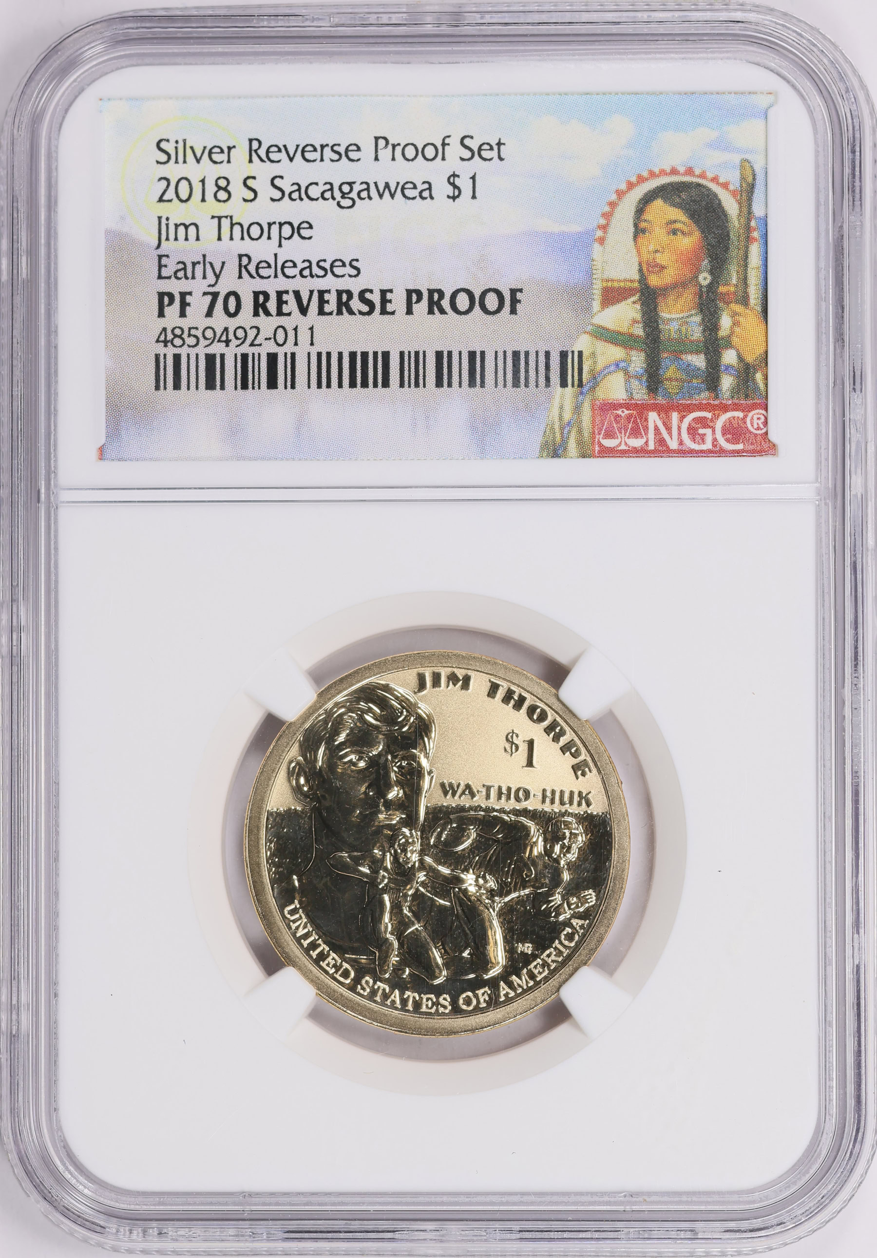 2018-S Sacagawea Dollar Reverse Proof Early Releases 50th Anniversary ...