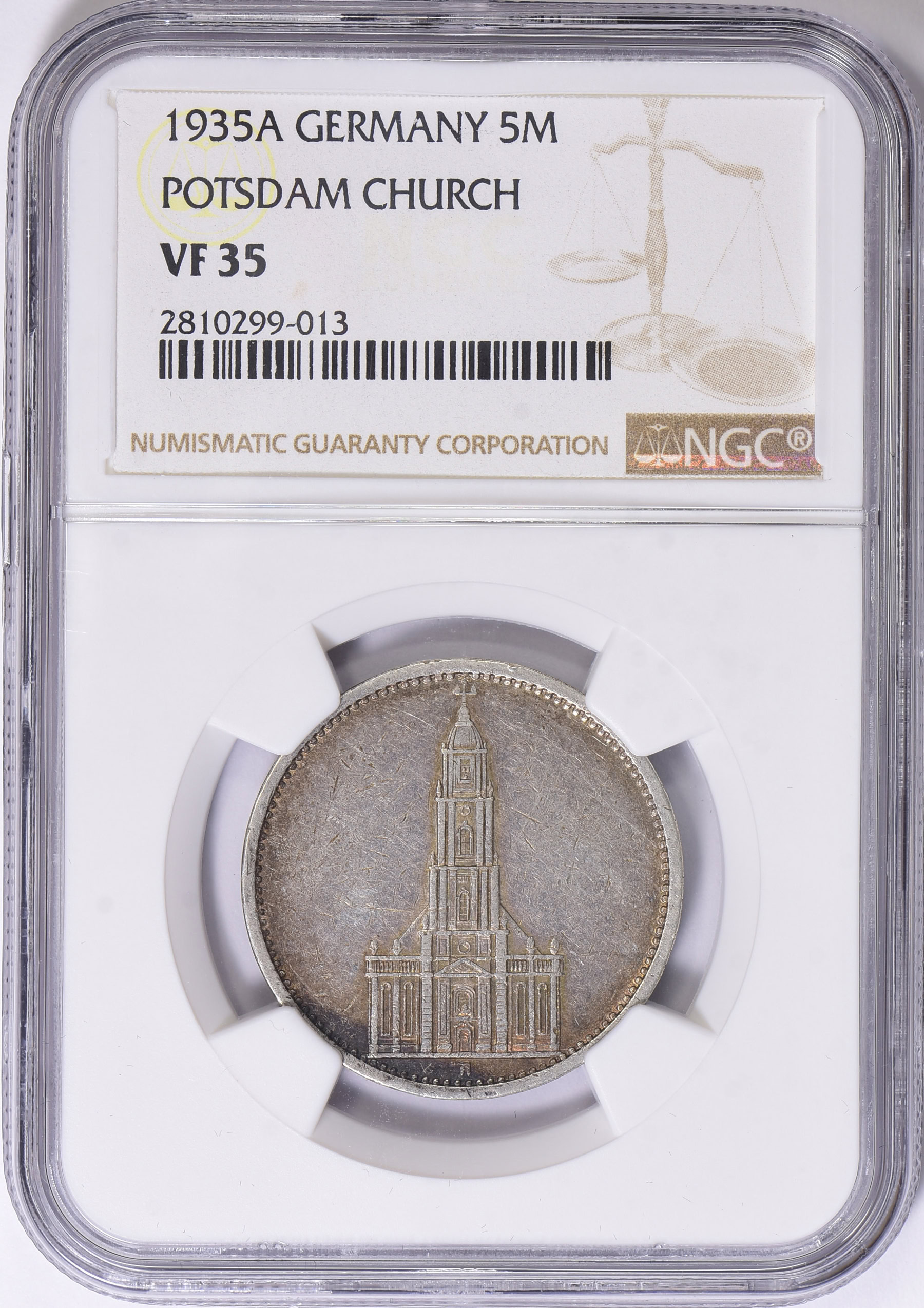 Germany 1935-A Silver 5 Marks Potsdam Church KM-83 NGC VF-35 (Item 1672041) | GreatCollections ...