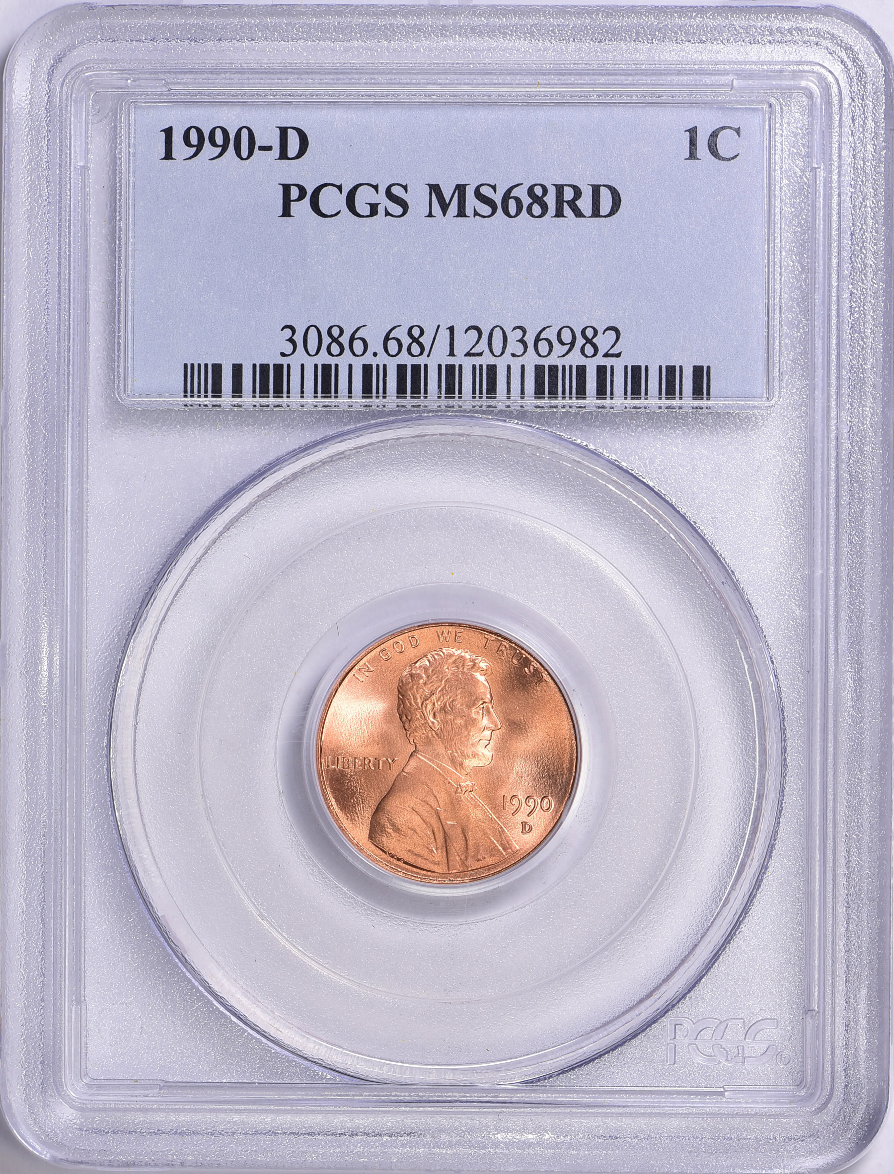 1990-D Lincoln Cent PCGS MS-68 RD (Item 1672236) | GreatCollections ...