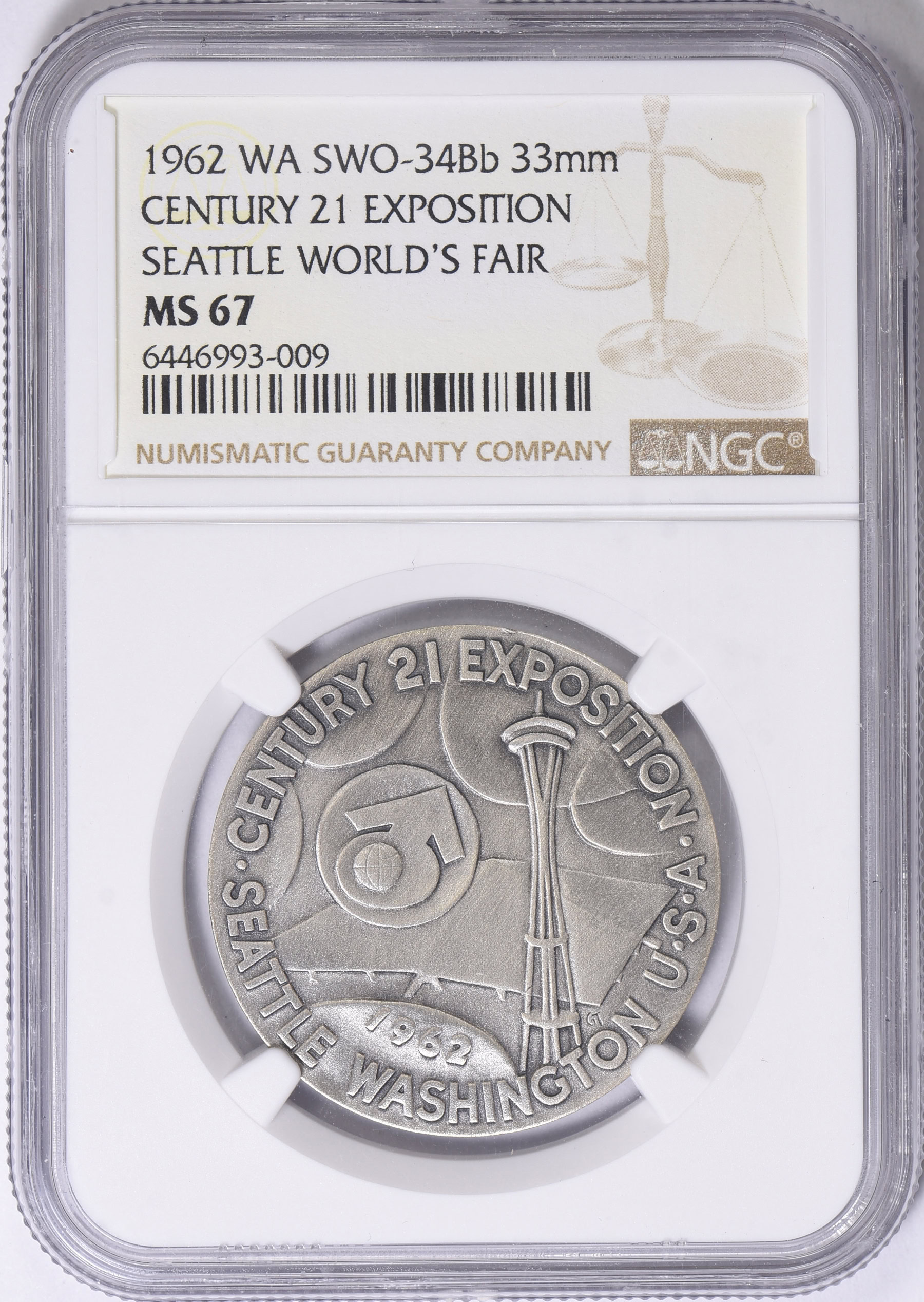 1962 Silver 33mm Seattle World's Fair Century 21 Exposition Medal SWO ...