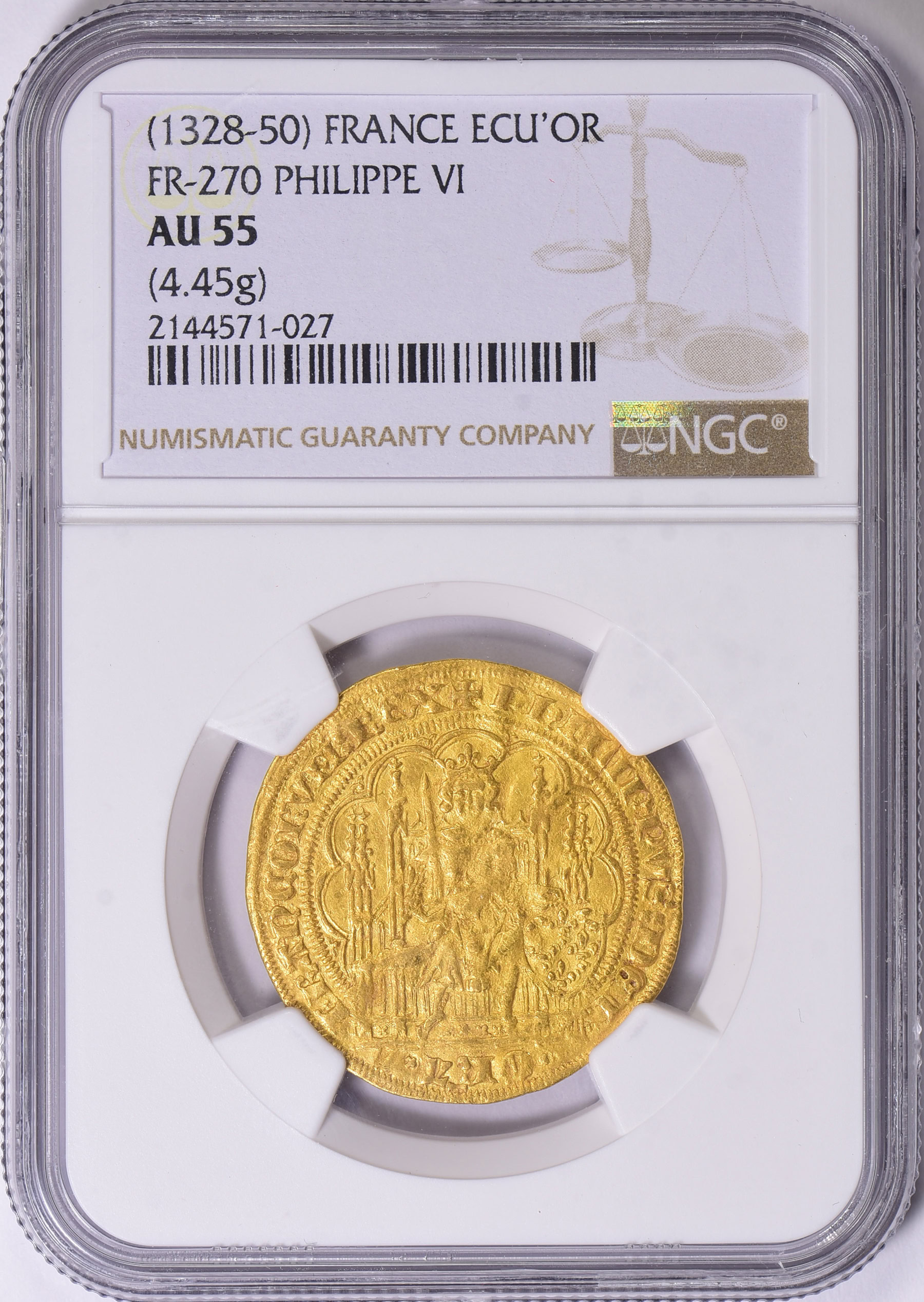 France ND (1328-50) Gold Ecu D'Or of Philippe VI NGC AU-55 (4.45gms ...