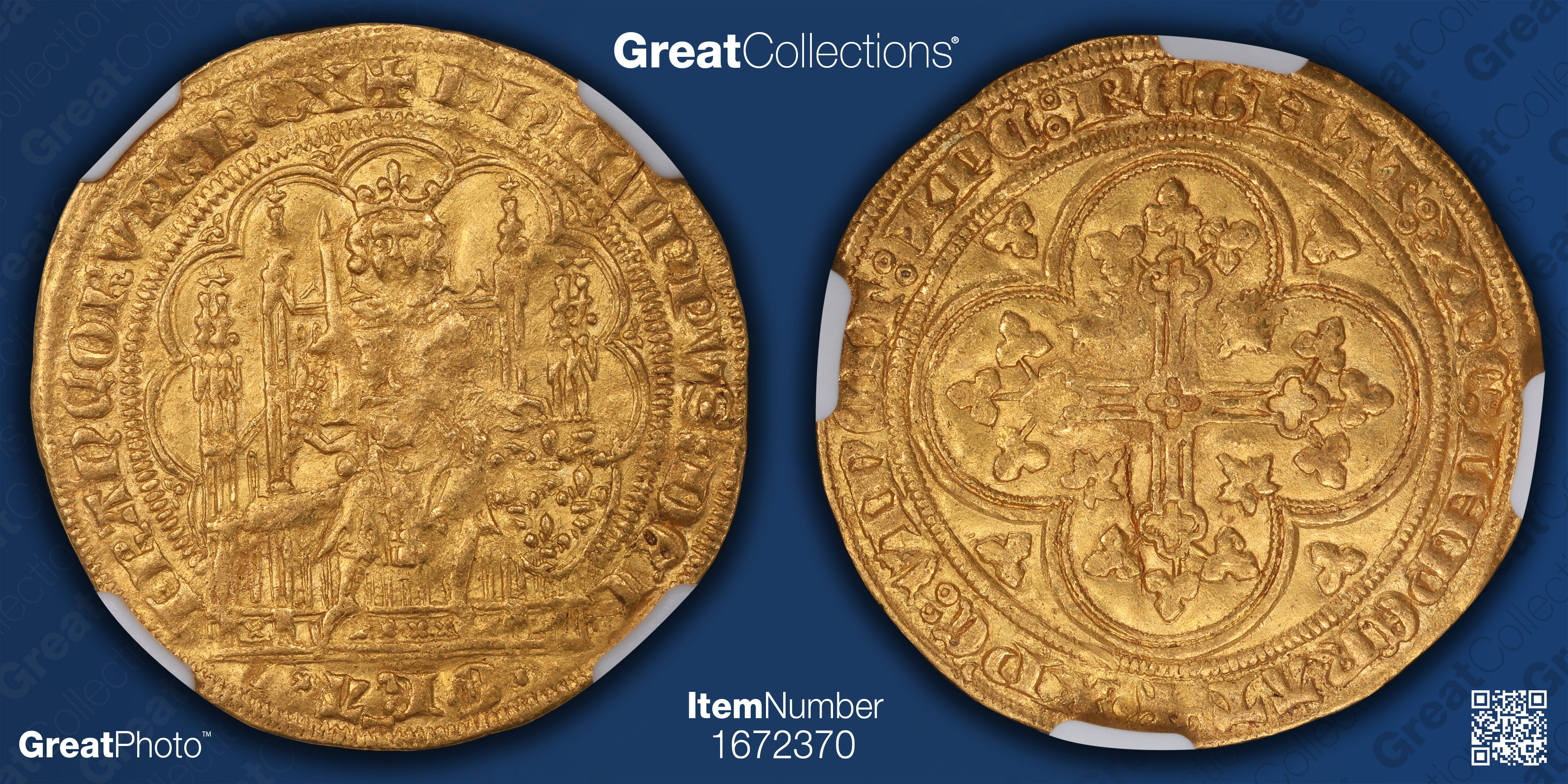 France ND (1328-50) Gold Ecu D'Or of Philippe VI NGC AU-55 (4.45gms ...