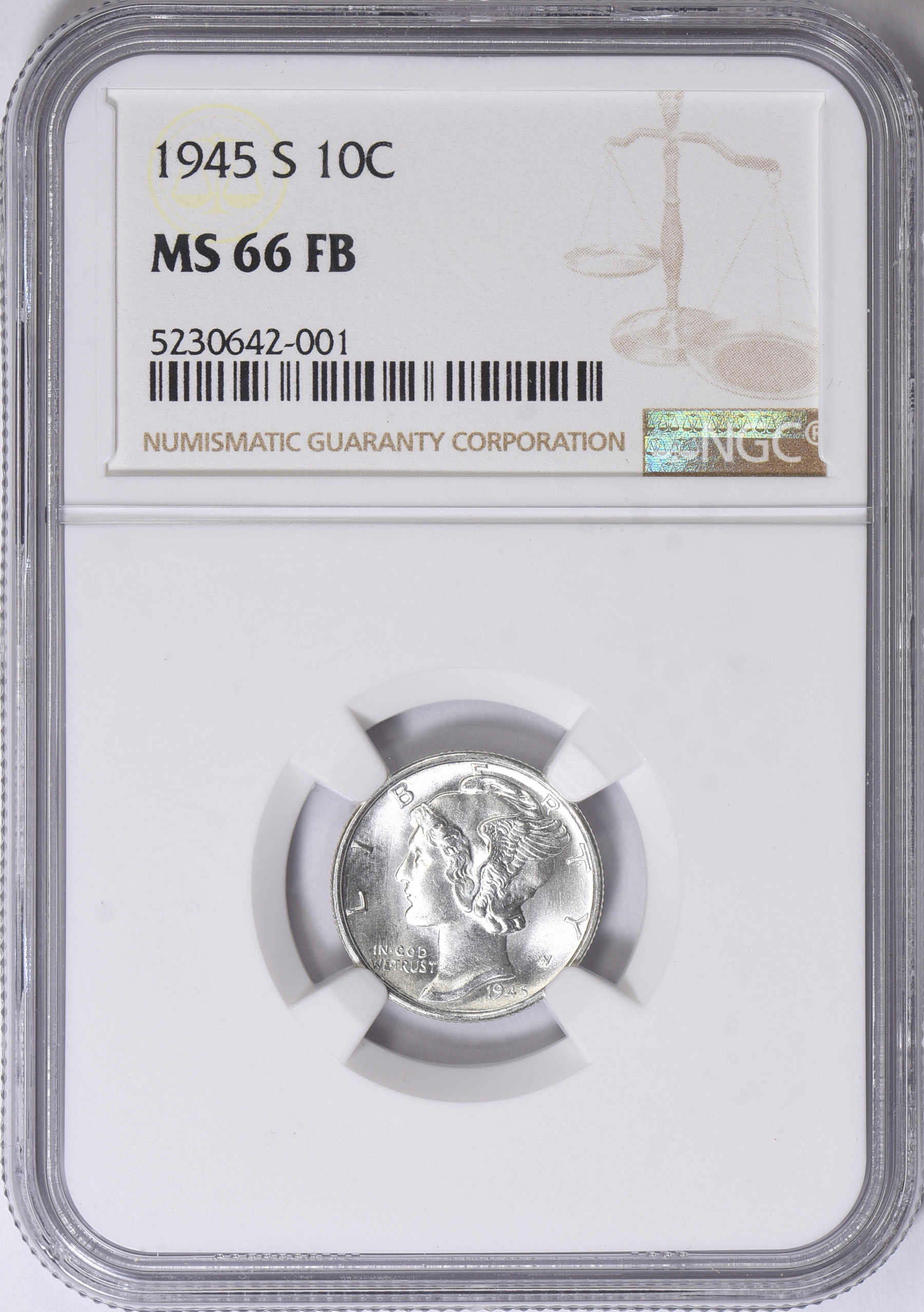 1945-S Mercury Dime NGC MS-66 FB (Item 1672476) | GreatCollections Coin Auctions