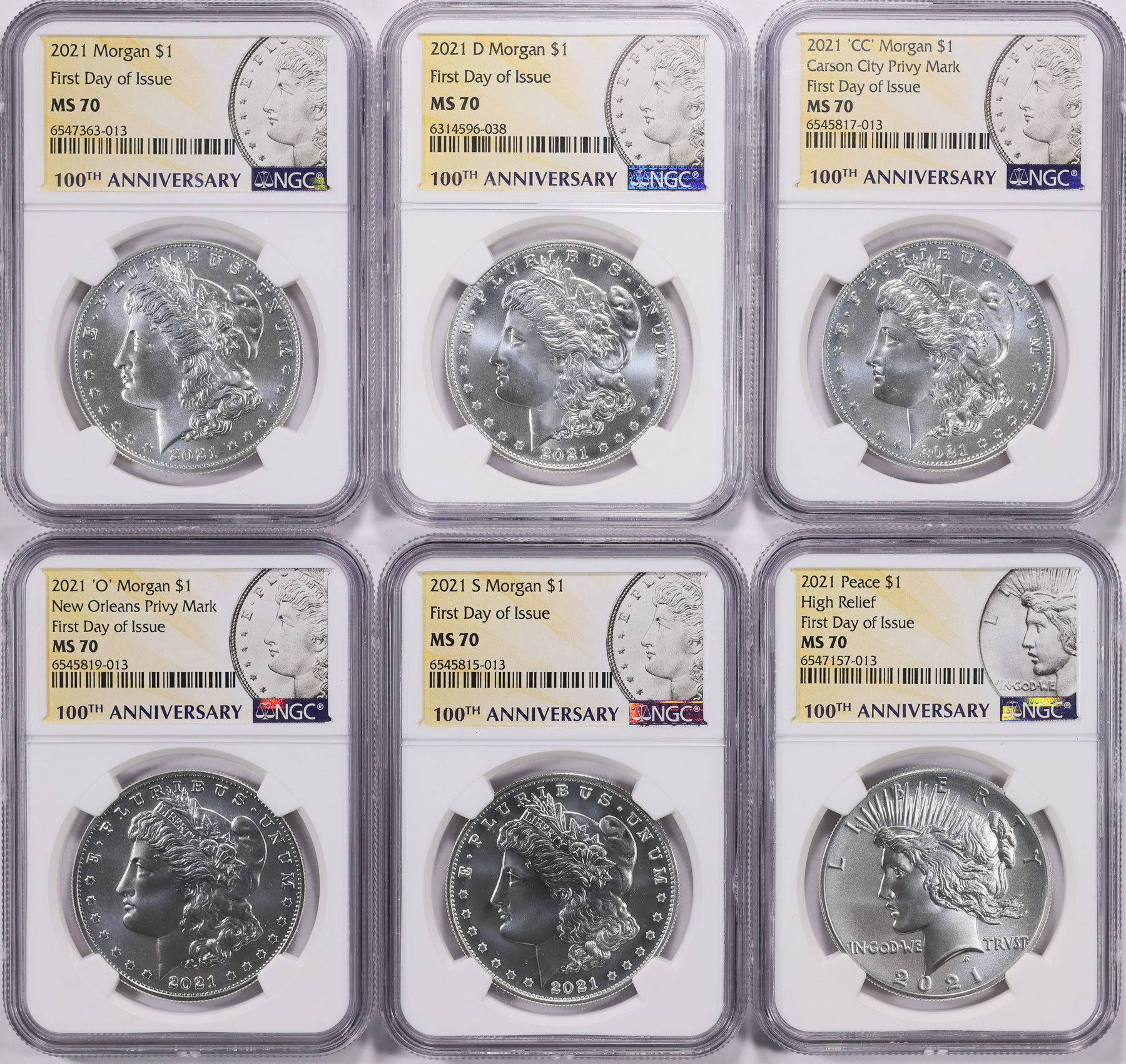 2021 Morgan and Peace Silver Dollar Set 100th Anniversary First Day of ...