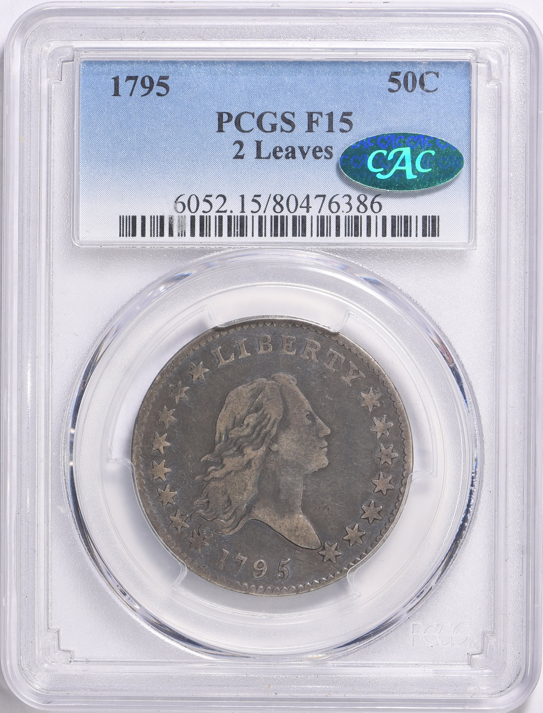 1795 Flowing Hair Half Dollar 2 Leaves PCGS F-15 (CAC Green) (Item 1673019) | GreatCollections ...
